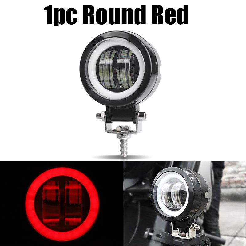 3 inch Round LED Working Light White Red Blue Angel Eyes Spotlight ...