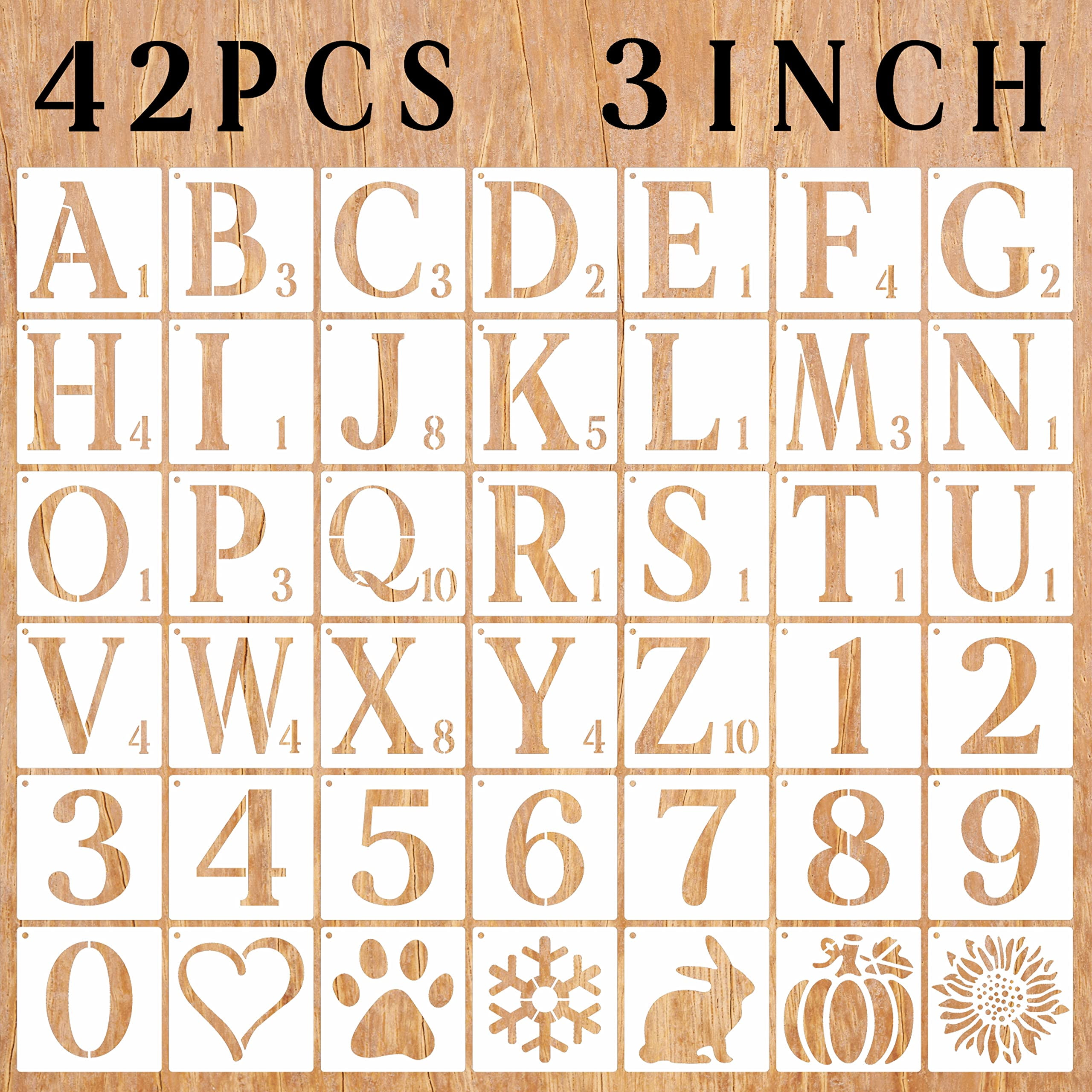 3 inch Scrabble Letter Stencils for Painting on Wood, 42PCS Letter ...