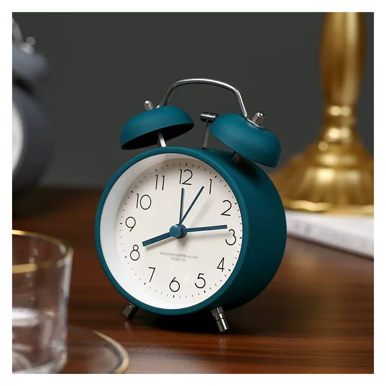 3 inch Super Silent Non-Ticking Twin Bell Alarm Clock with Backlight,No ...