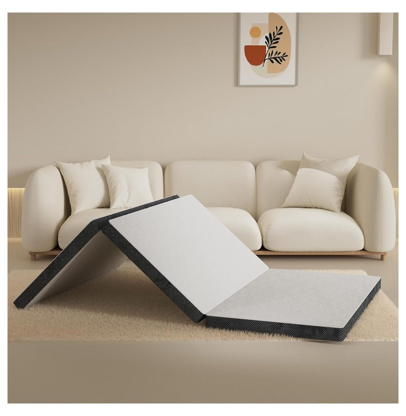 3 inch Tri-Fold Folding Mattress - Luxurious Memory Foam Mattress, Bed ...