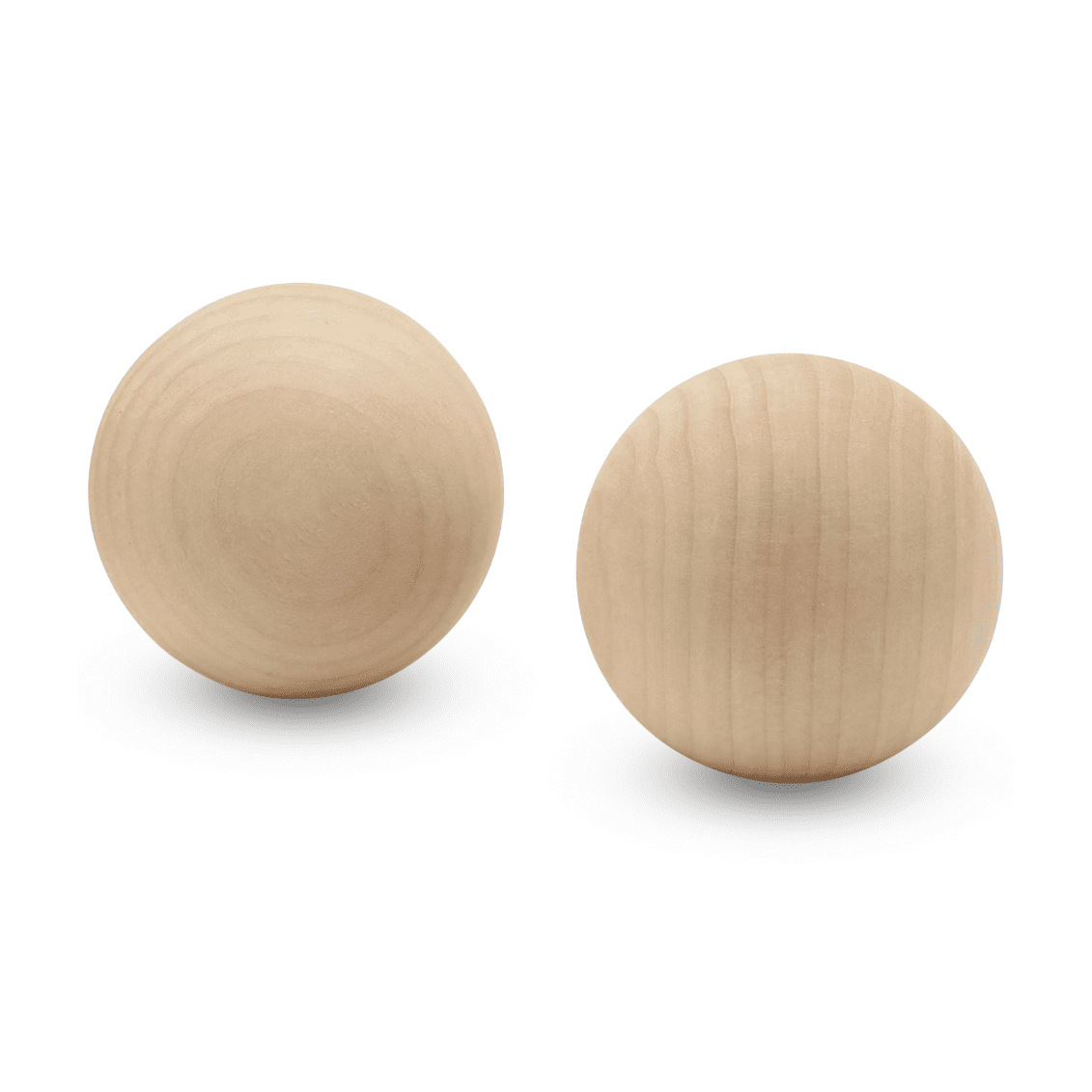 3 inch Wooden Round Ball, Bag of 2 Unfinished Natural Round Hardwood ...