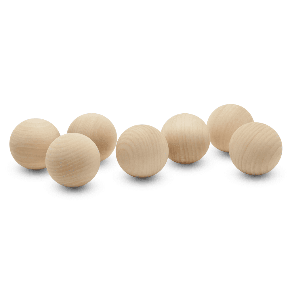 3 inch Wooden Round Ball, Bag of 5 Unfinished Natural Round Hardwood ...