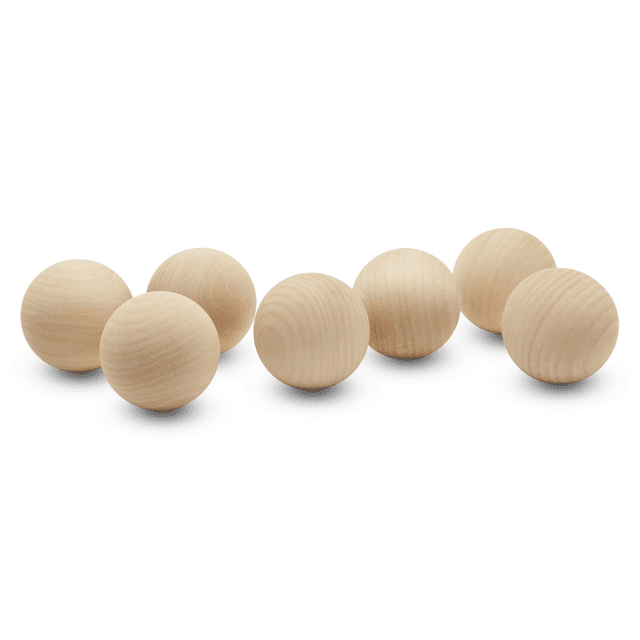 3 inch Wooden Round Ball, Bag of 5 Unfinished Natural Round Hardwood ...
