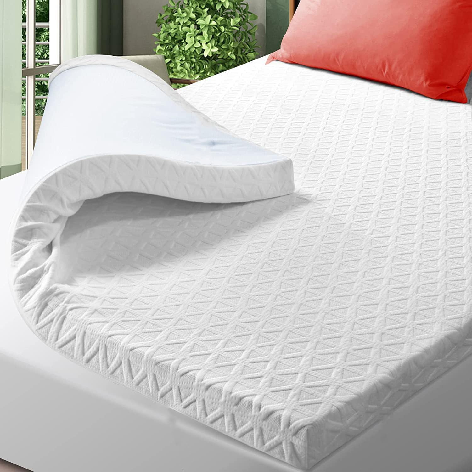 3-inch (about 7.6cm) memory foam mattress cover with removable soft ...
