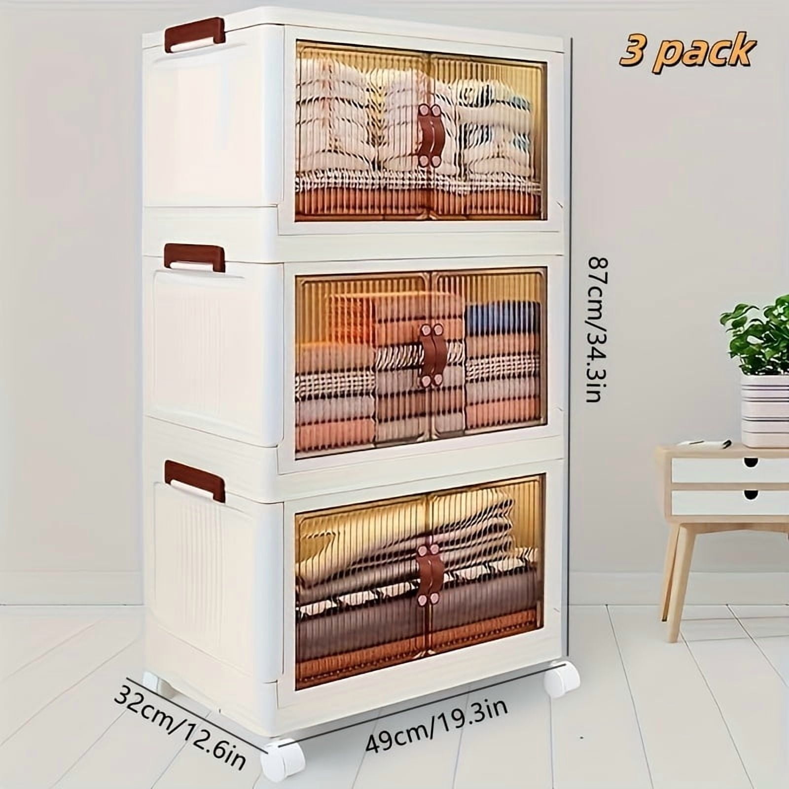 3-layer Storage Box With Wheels, Transparent Front Storage Box With ...