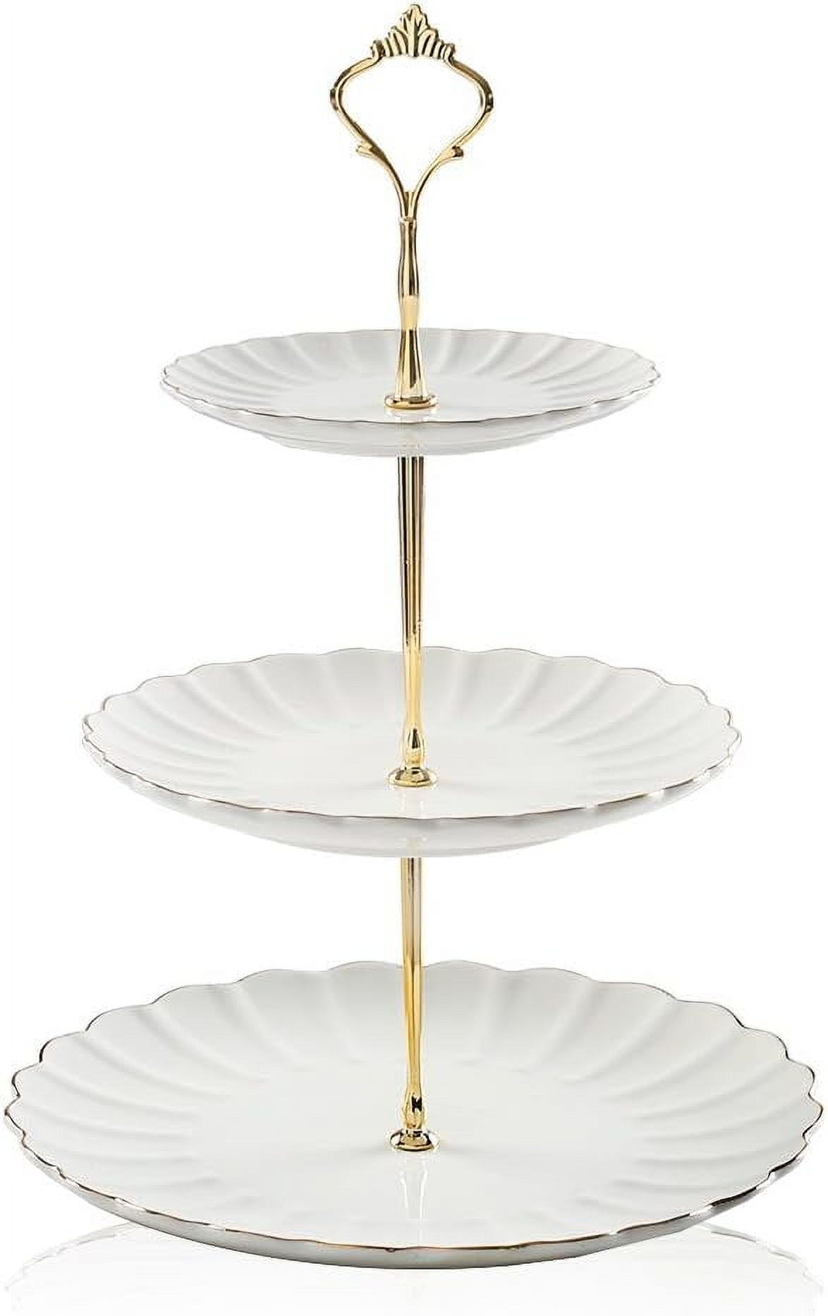 3 Tier Ceramic Cake Stand Wedding, Dessert Cupcake Stand for Tea Party ...