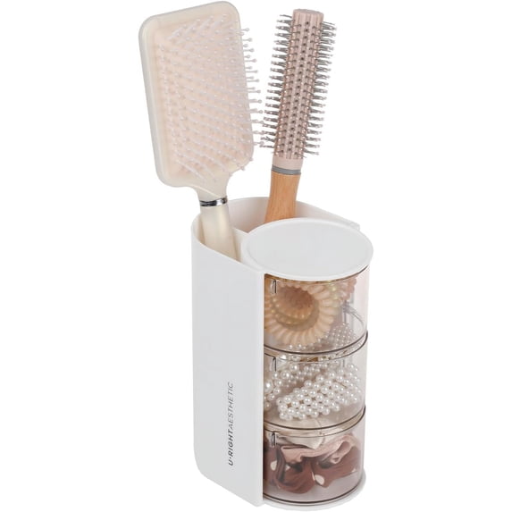 3-layer transparent hair accessory organizer with brush holder ...