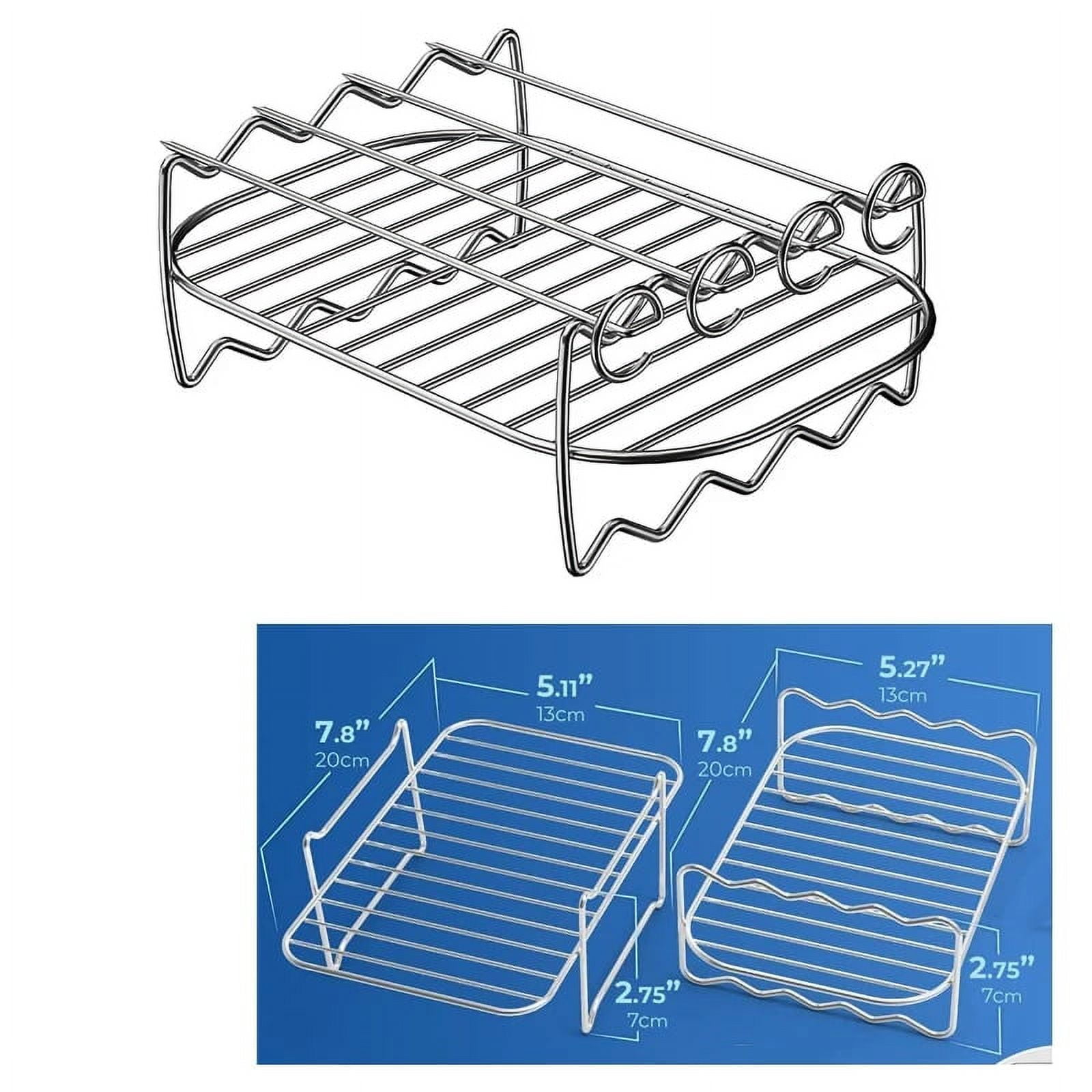 3-layers Air Fryer Rack Stainless Steel Stackable Grid Grilling Rack ...