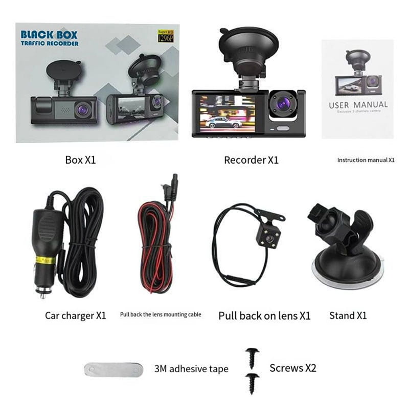 3 lens driving recorder, can shoot in front of the car, behind the car ...