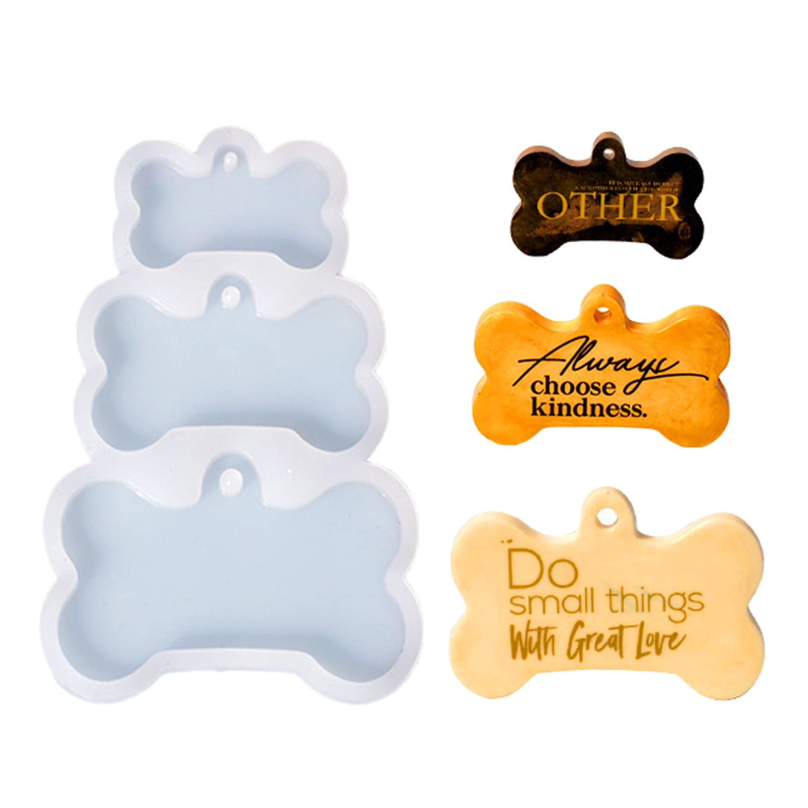 3-link Dog Bone Label Resin Casting Silicone Mold Woman Keychain ...