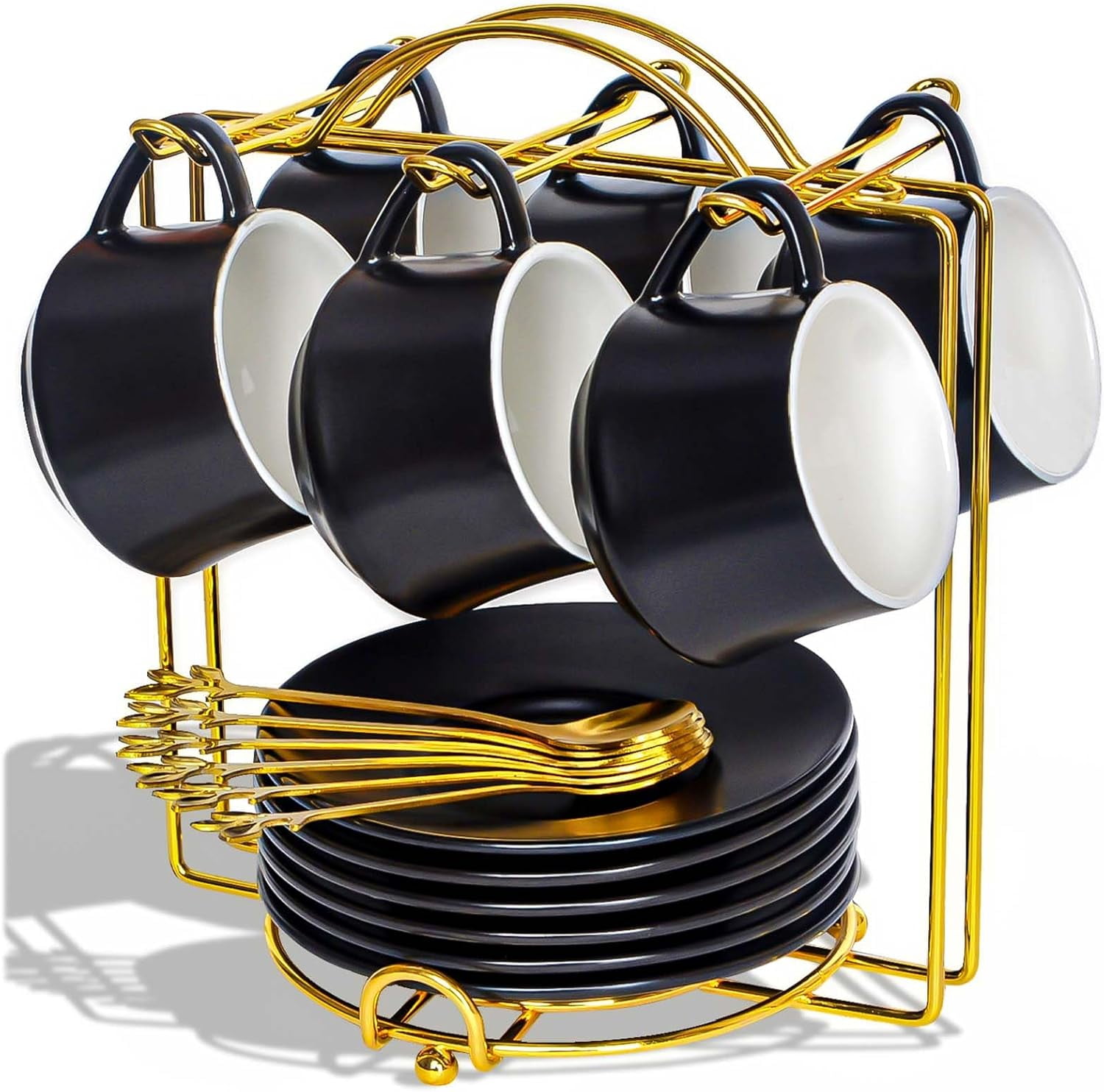 3-ounce espresso cup with plate, spoon, and metal holder, 4-piece set ...