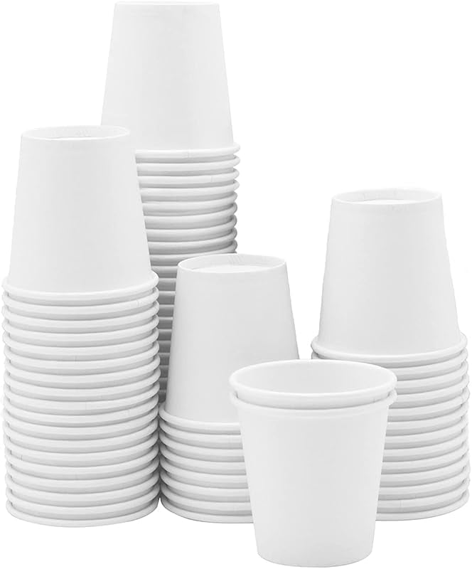 [3 oz. - 100 Count White Small Paper Cups, Disposable Mini Bathroom ...