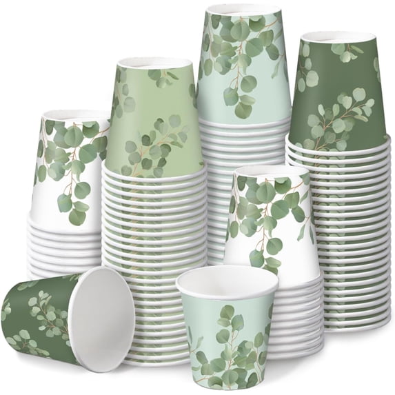 3 oz Disposable Paper Bathroom Cups 100 Pack Floral Design Mini Rinse ...