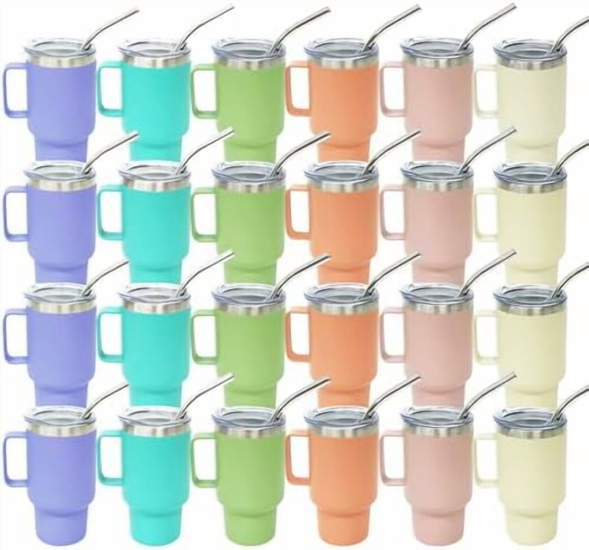 3 oz Mini Tumbler Shot Glass with Straw and Lid, 24 Pack Stainless ...
