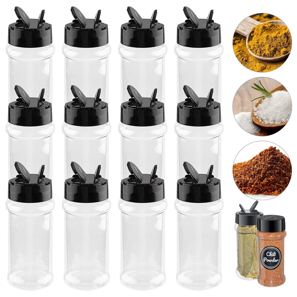 3 oz Plastic Spice Jars with Spice Jar Caps and Labels, 24 Clear Empty ...