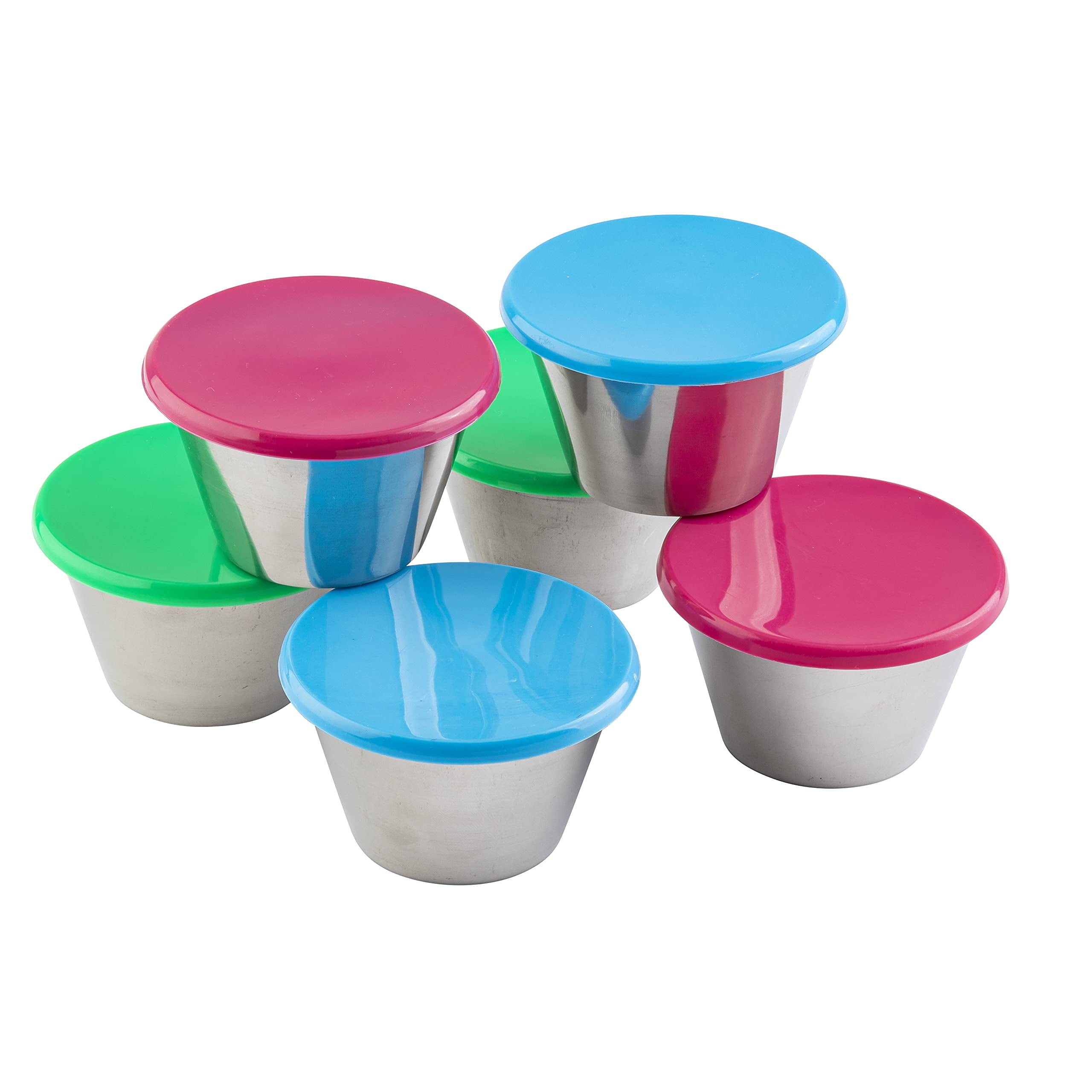 3 oz Round Stainless Steel Ramekins, Pack of 6 with Colors may vary ...