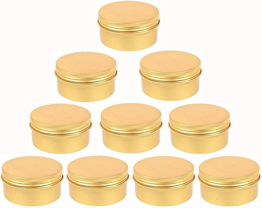 3 oz.Tins Gold Aluminum Metal Tin Round Screw Top Lid Containers Metal ...