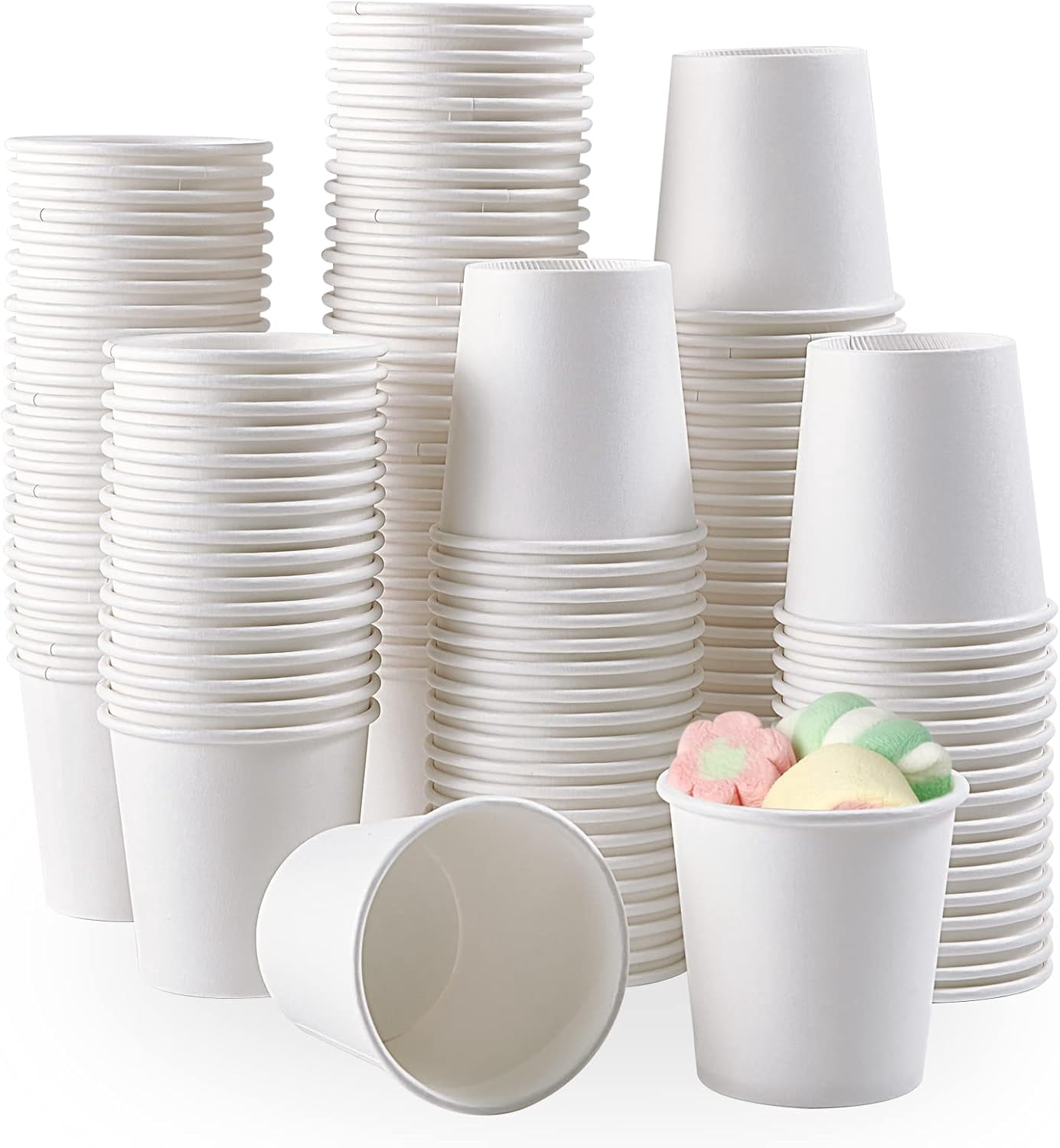 3 oz White Disposable Paper Cups, 600 Count - Bathroom, Mouthwash ...