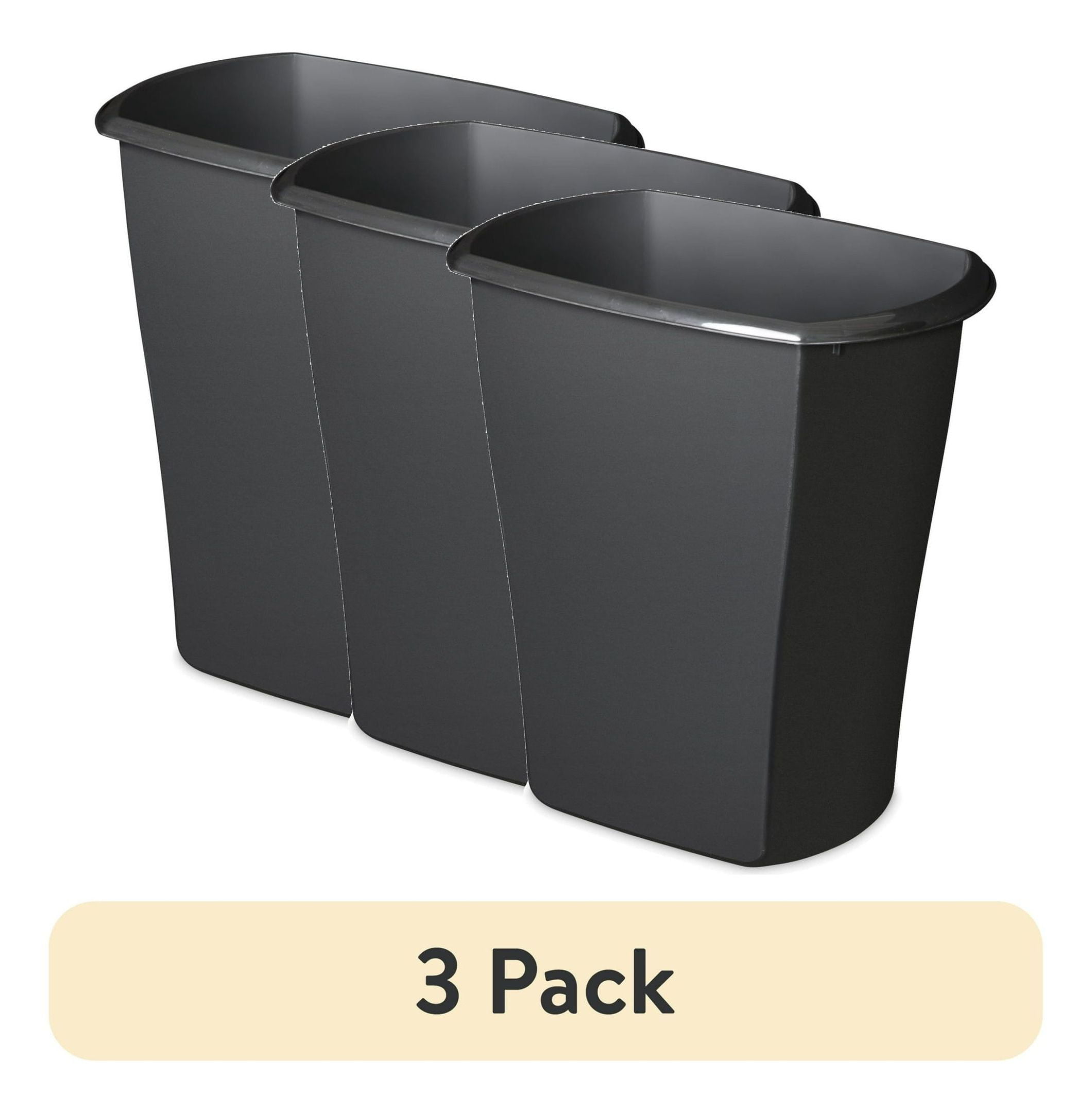 (3 pack) 10 Gallon Rectangular Wastebasket, Large Open Plastic Trash ...