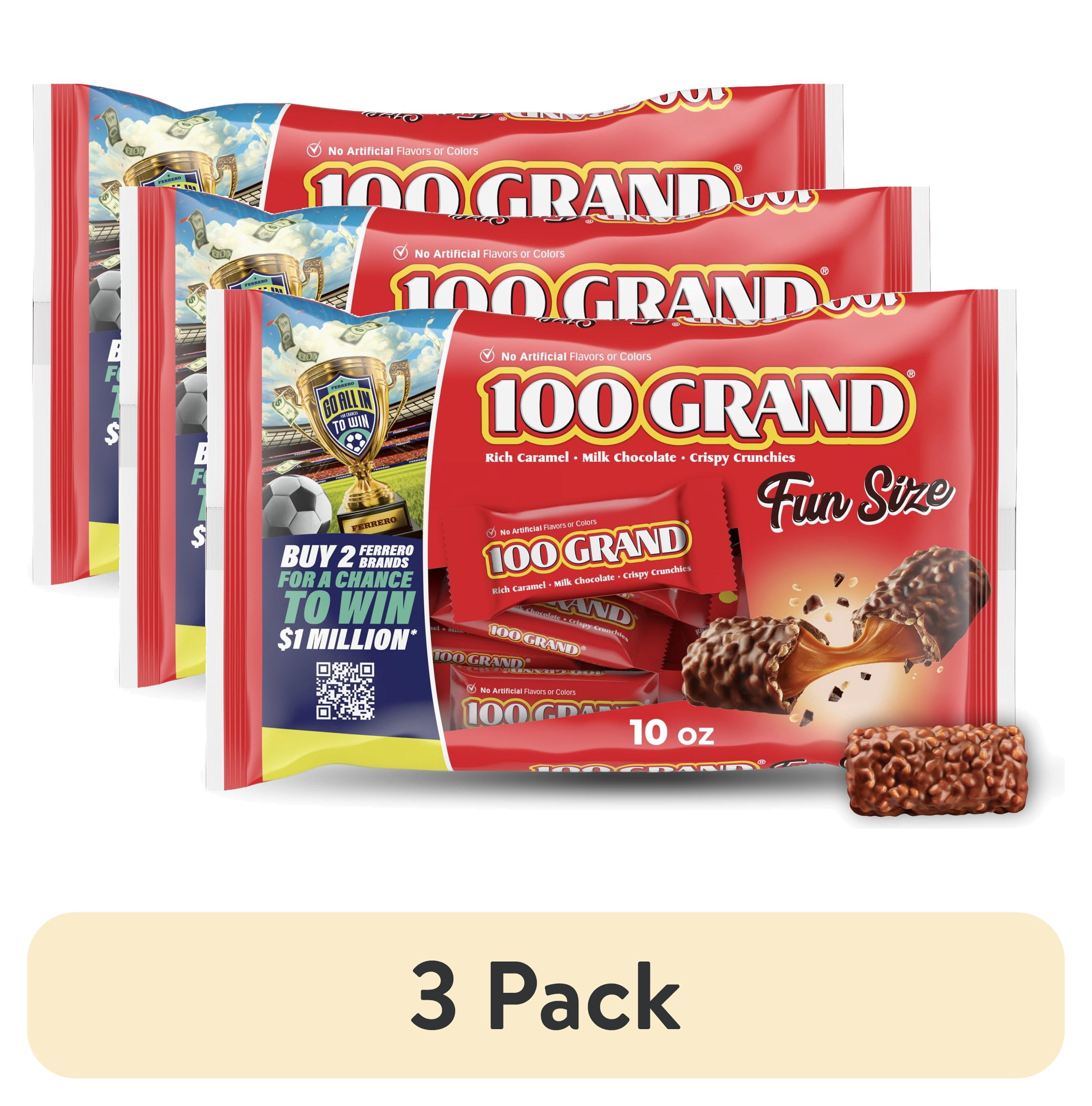 (3 pack) 100 Grand Candy Bar, Milk Chocolate with Rich Caramel, Fun ...