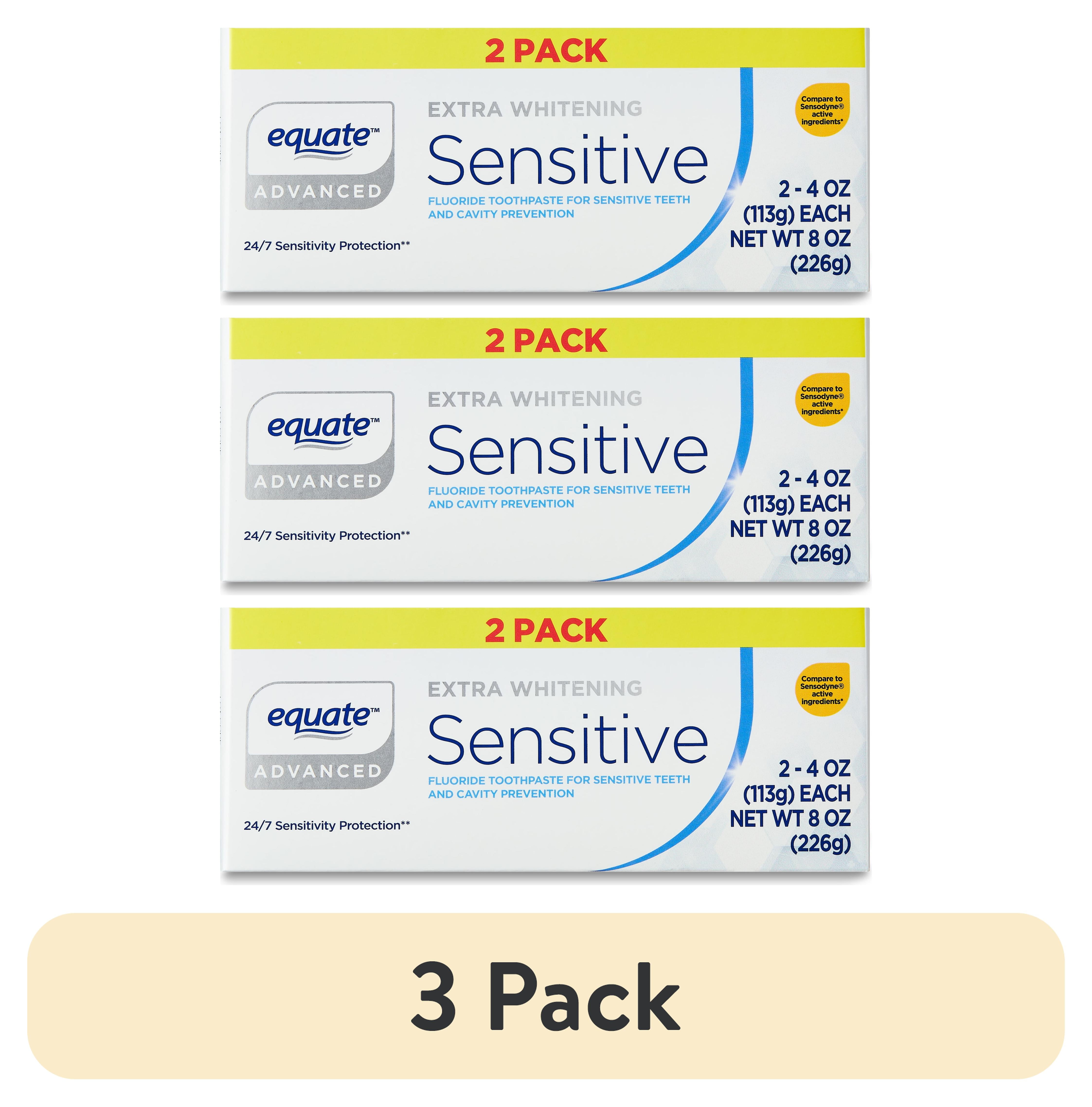 (6 pack) Equate Extra Whitening Sensitive Toothpaste, 4 oz, Compare to ...
