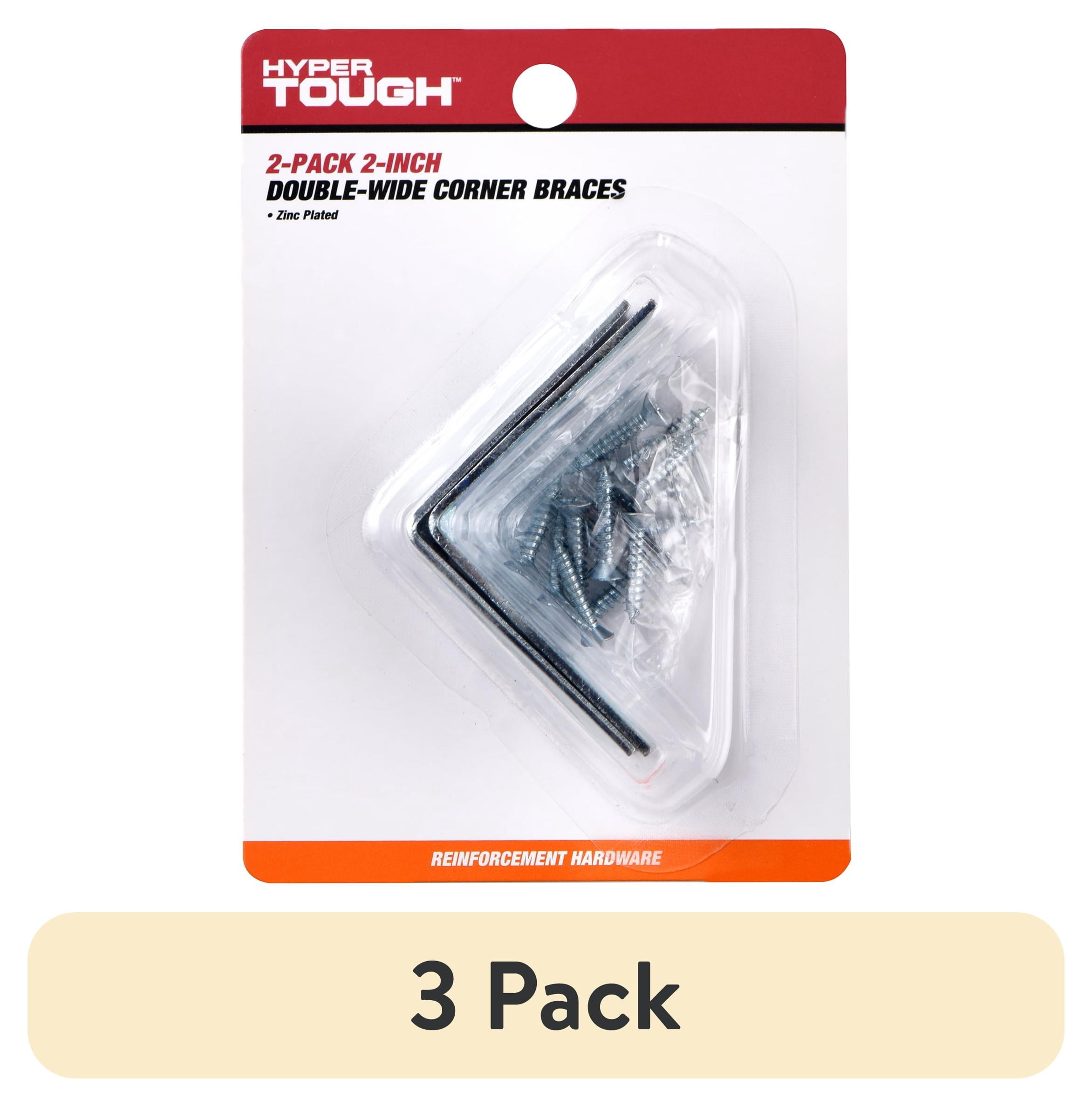 (3 pack) 2 in. x 2 in. Double Wide Corner Brace, Steel, Zinc Plated (2 ...