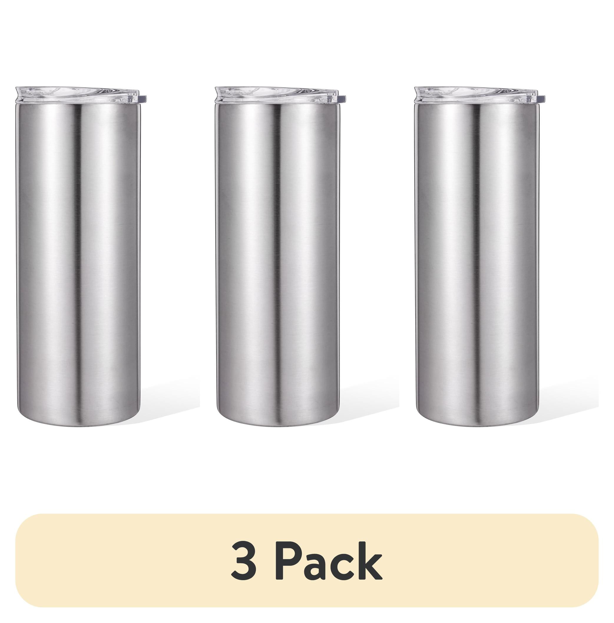 (3 pack) 25 fl oz Double Wall Stainless Steel Slim Tumbler, Slider lid ...
