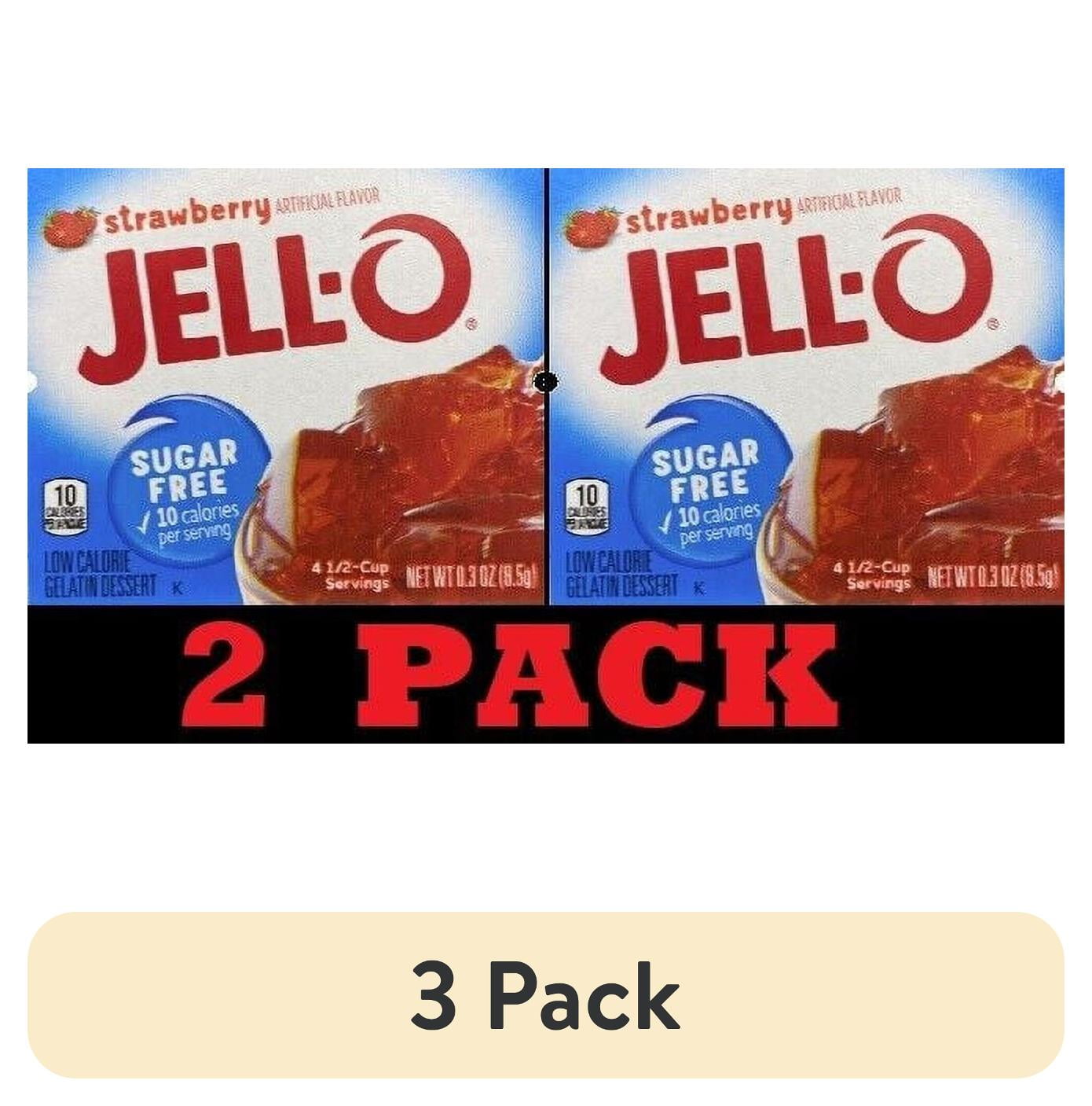 (3 pack) Jell-O Sugar Free Gelatin Dessert, Strawberry, 0.3 Ounce Pack ...