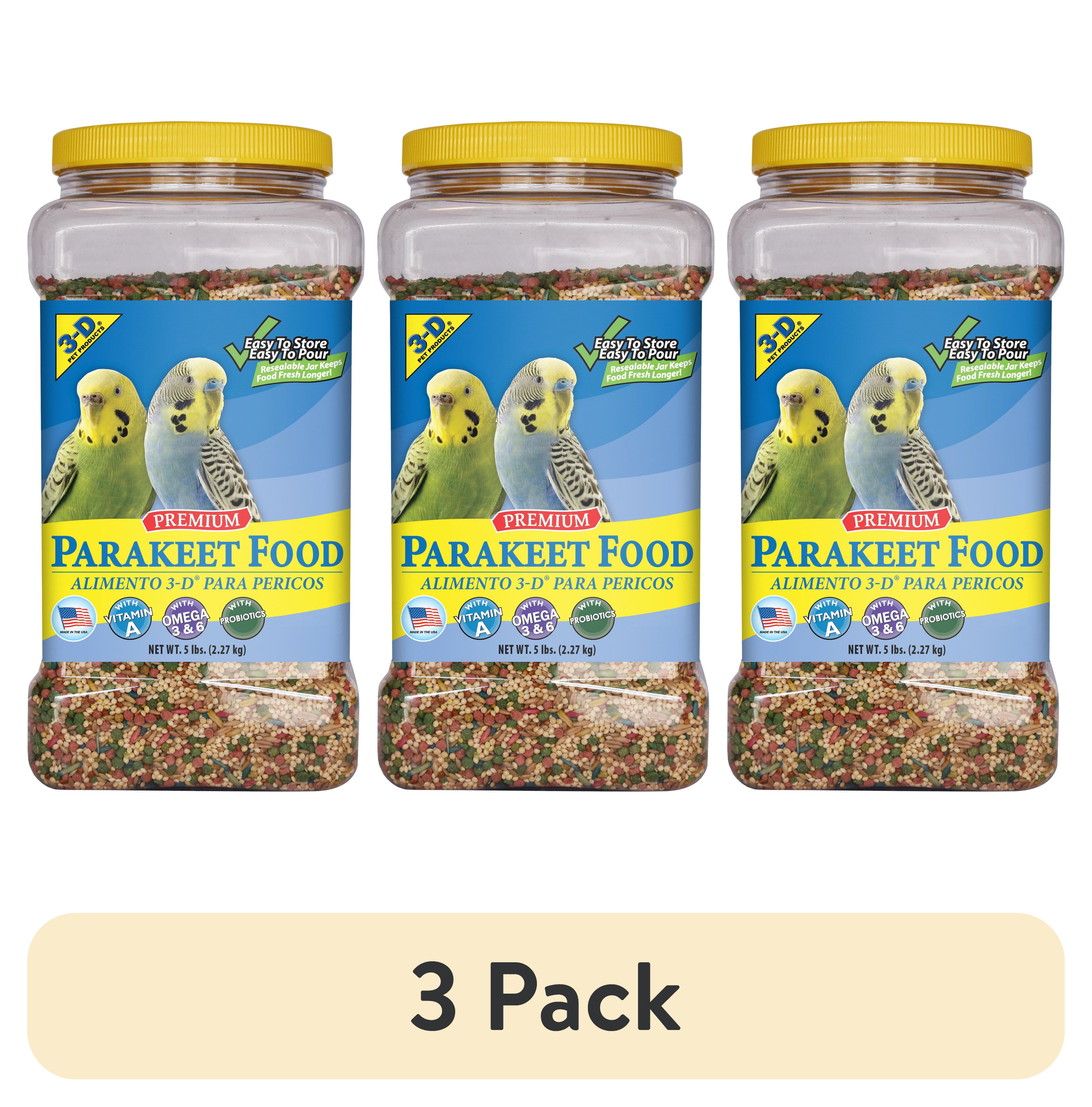 (3 pack) 3-D Pet Products Premium Parakeet Food, 5.0 lb. Stay Fresh Jar ...