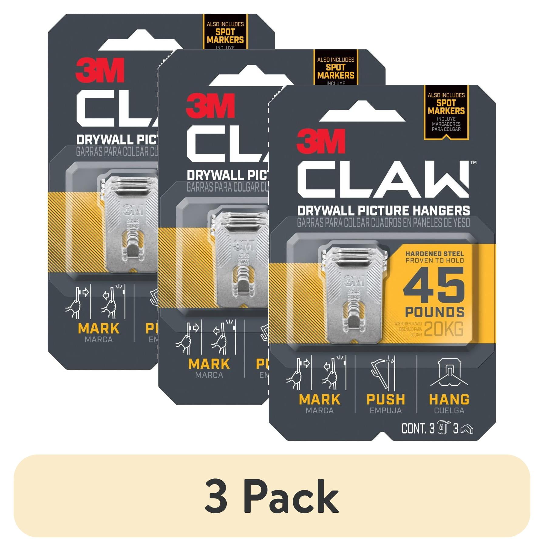 (3 pack) 3M CLAW Drywall Picture Hanger with Temporary Spot Marker ...