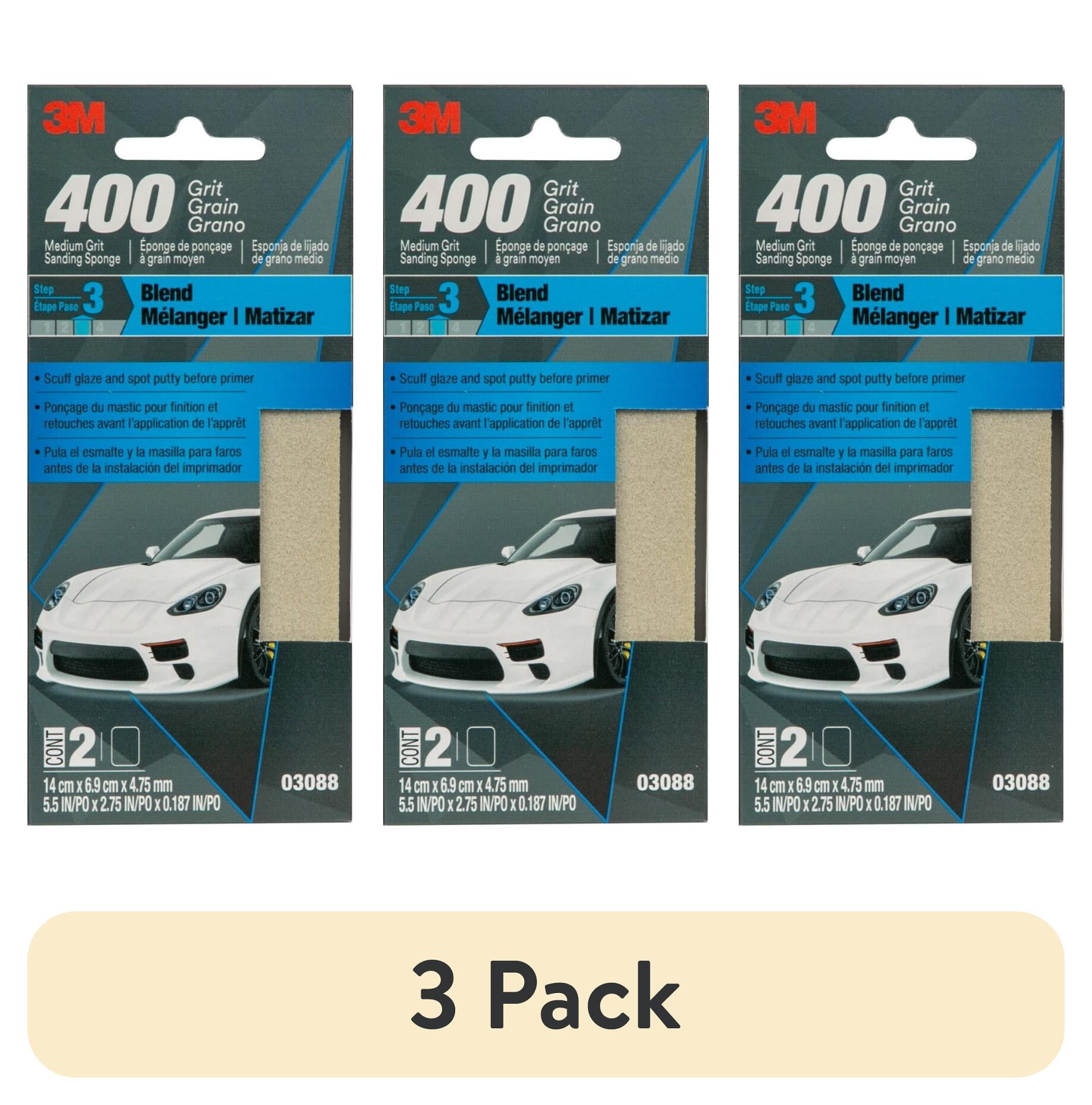 (3 pack) 3M Flexible Performance Fine Sanding Sponge 400 Grit, 5.5 in x ...
