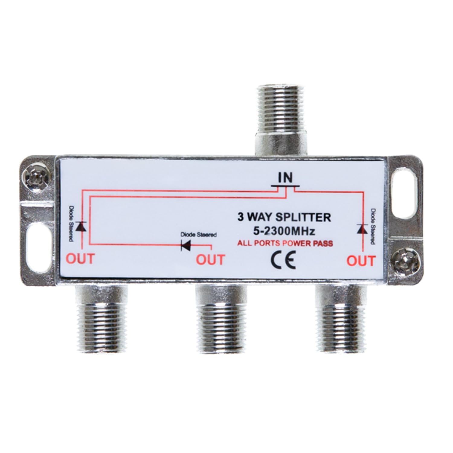 (3 pack) 4-Way Coaxial Splitter Bi-Directional 5-2300MHz Indoor/Outdoor ...