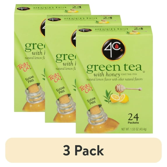 (3 pack) 4C 24 Packets Tea2Go Green Tea with Honey Sticks - Walmart.com