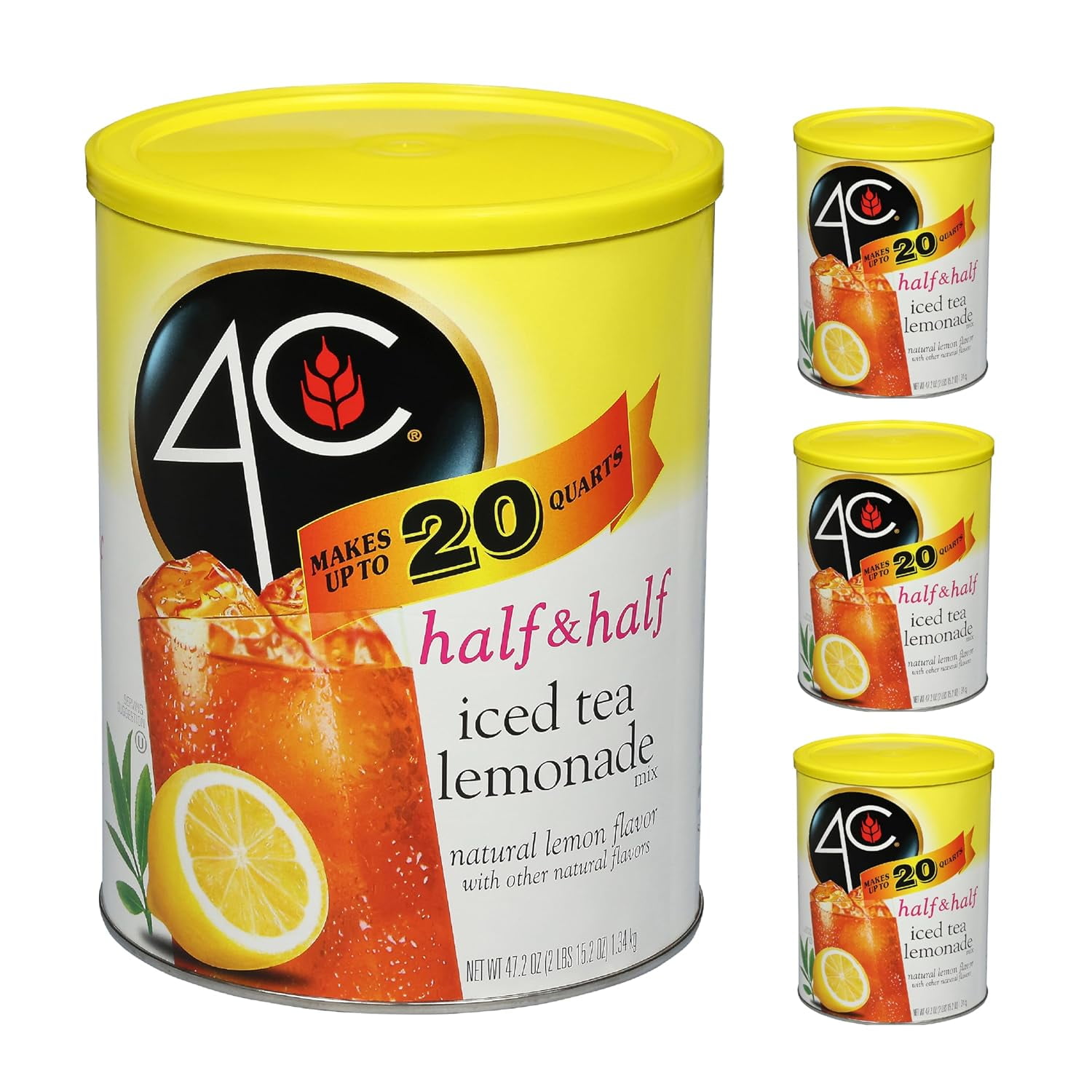 (3 pack) 4C Drink Mix, Half & Half Iced Tea Lemonade, 50.2 Oz, 1 Count ...
