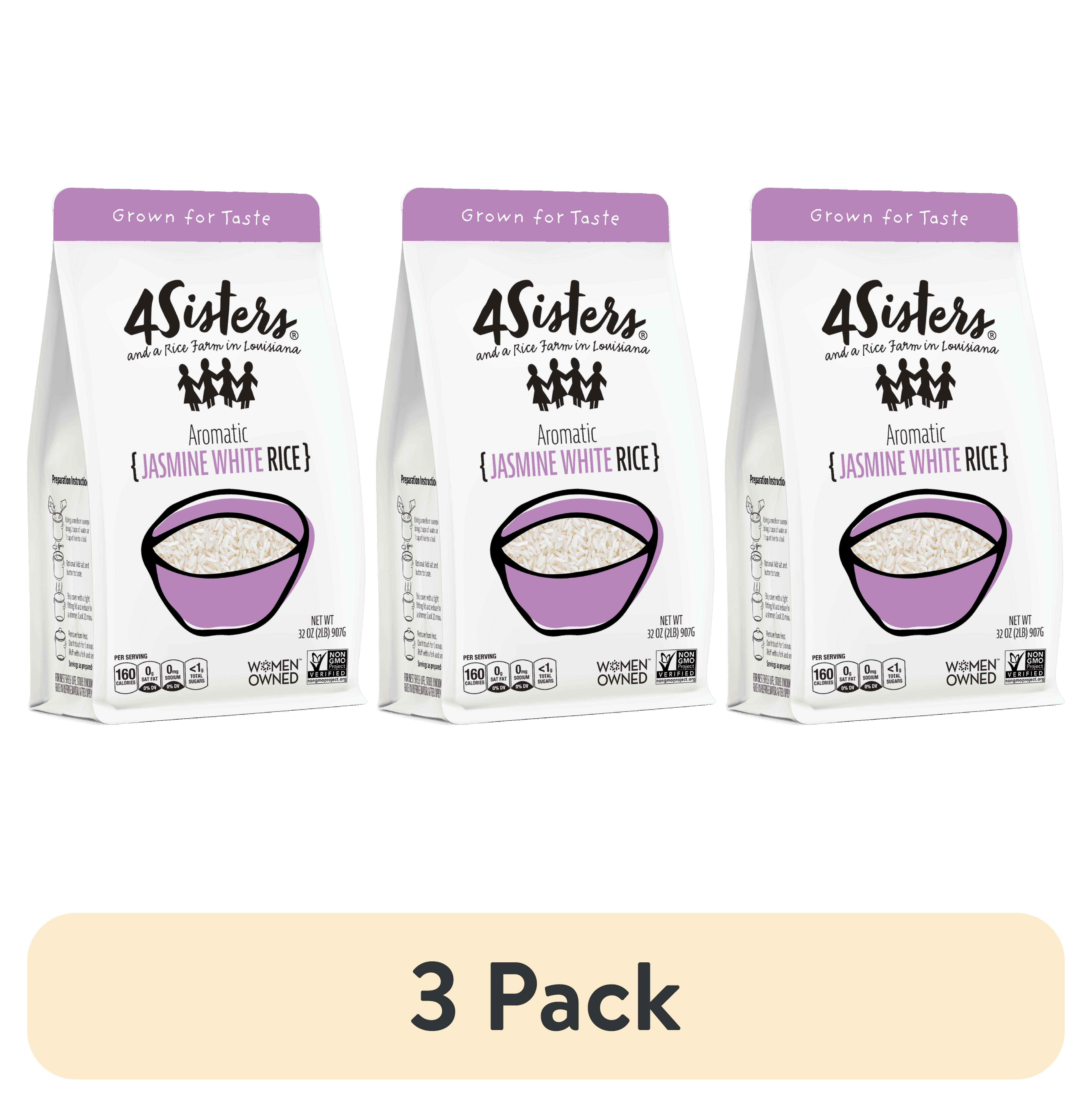 (3 pack) 4Sisters Premium Aromatic Jasmine Rice, 2 lb - Walmart.com