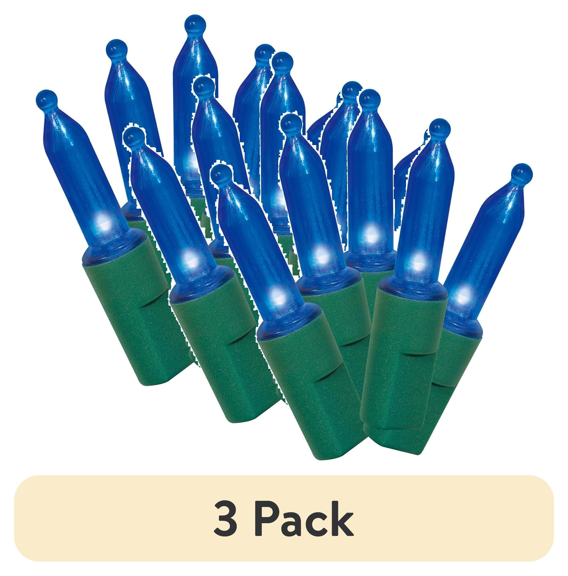 (3 pack) 50-Count Blue LED Mini Christmas Lights with Green Wire, 11 ...