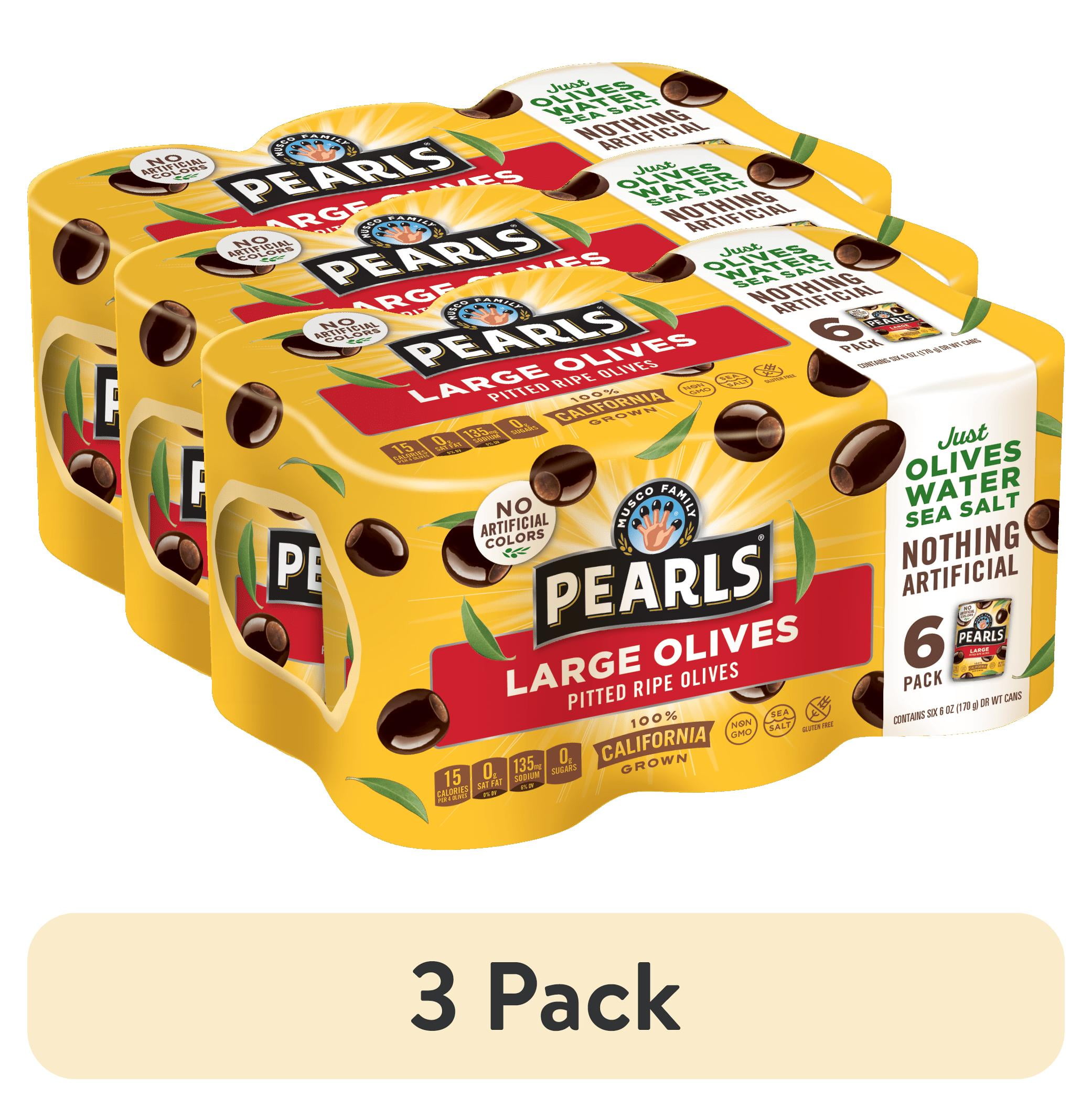 (3 pack) 6 pack Pearls Ripe Pitted Large Black Olives, 6 oz Can. No ...