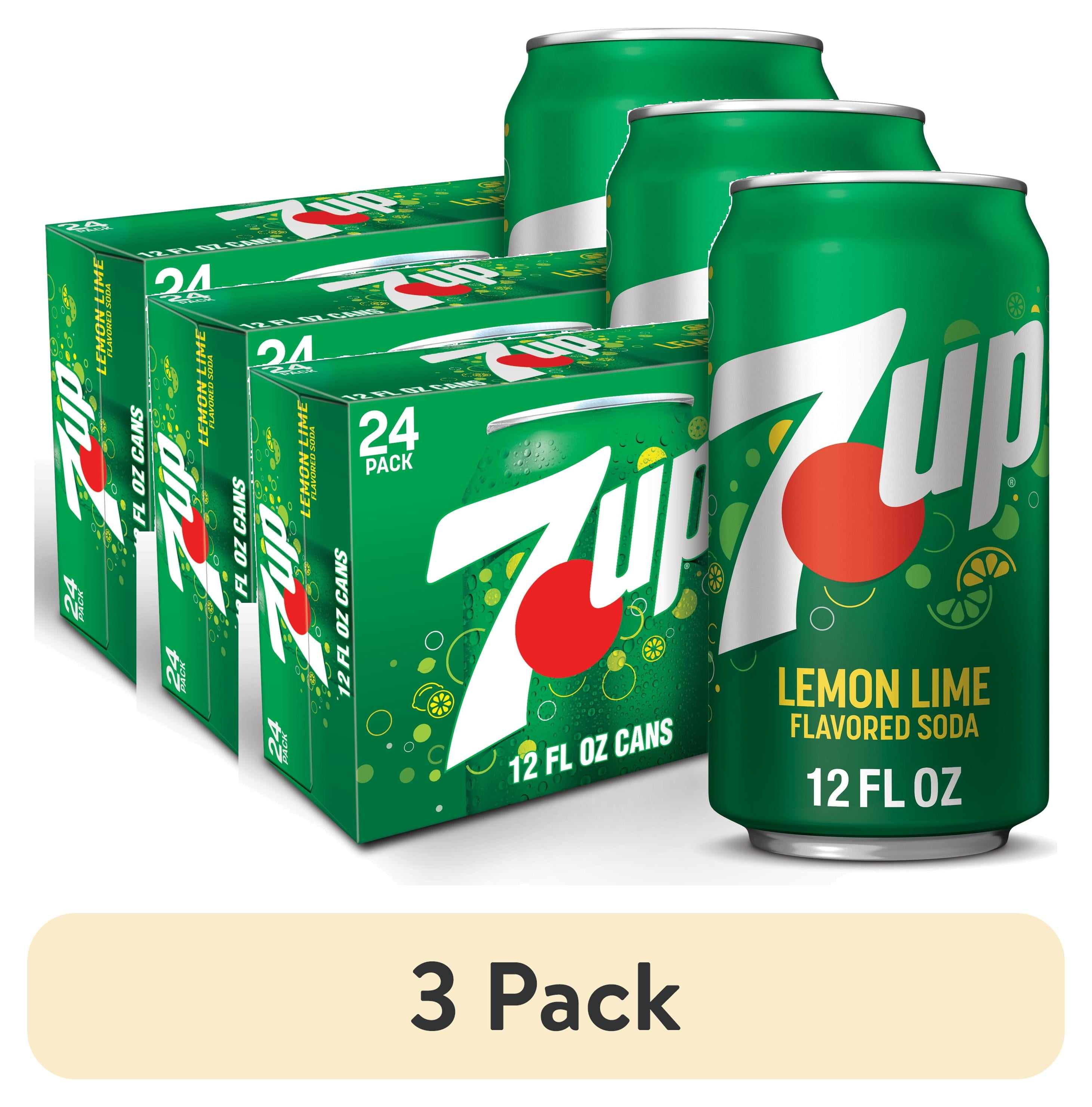 (3 pack) 7UP Caffeine Free Lemon Lime Soda Pop, 12 fl oz, 24 Pack Cans ...