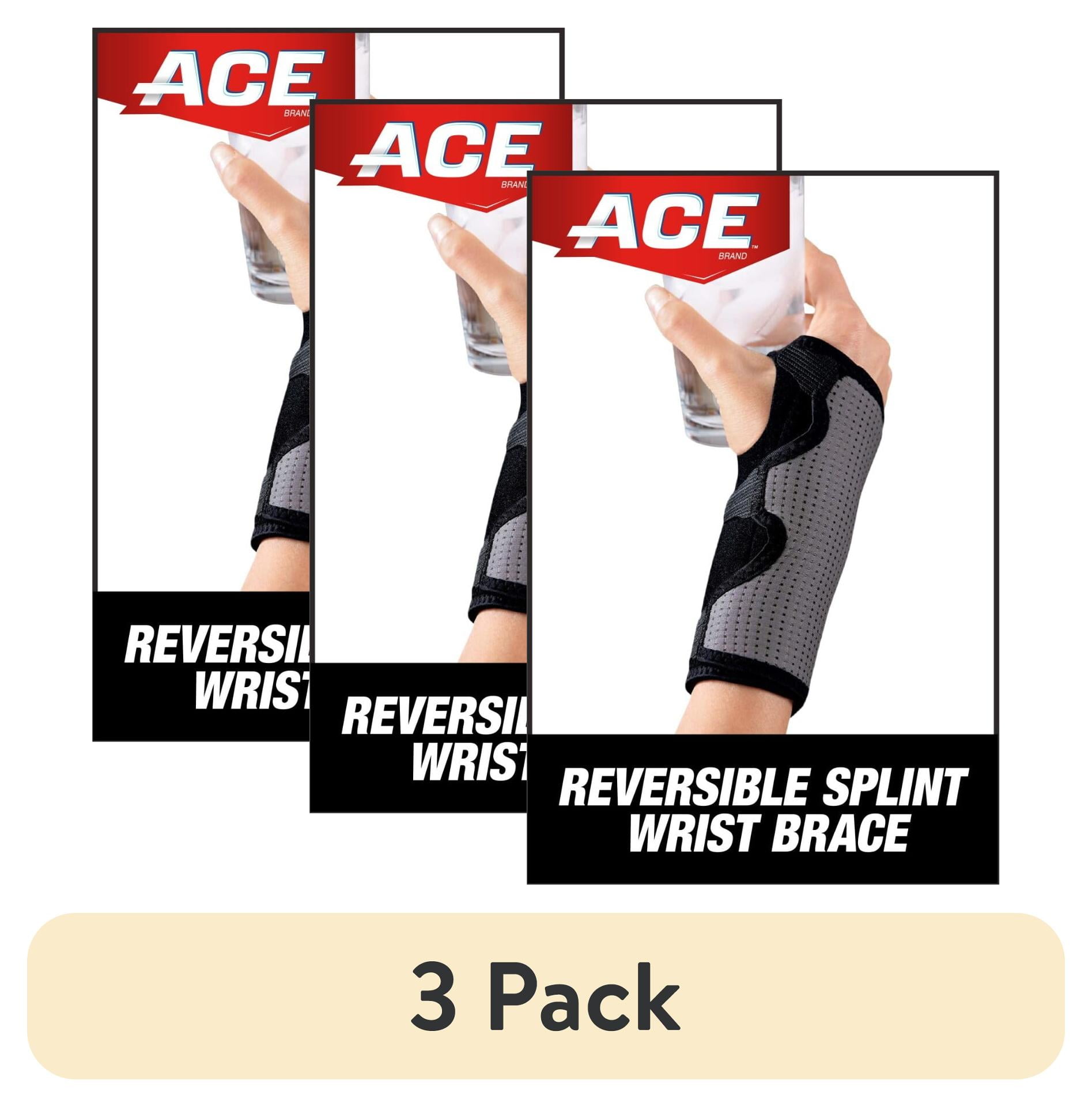 (3 pack) ACE Brand Splint Wrist Brace, Reversible, Adjustable, One Size ...