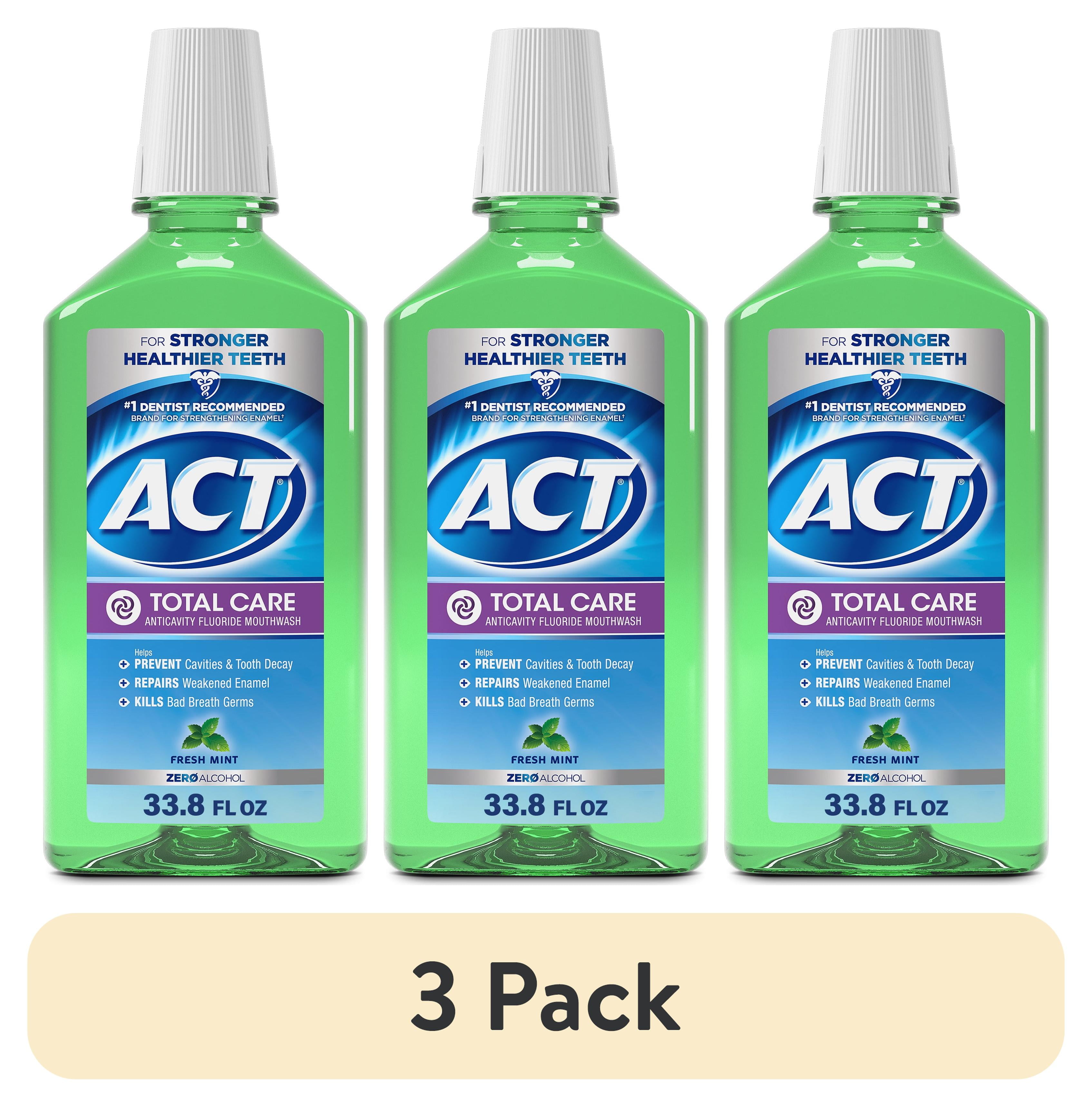 (3 pack) ACT Total Care Anticavity Fluoride Mouthwash, Fresh Mint, 33.8 ...