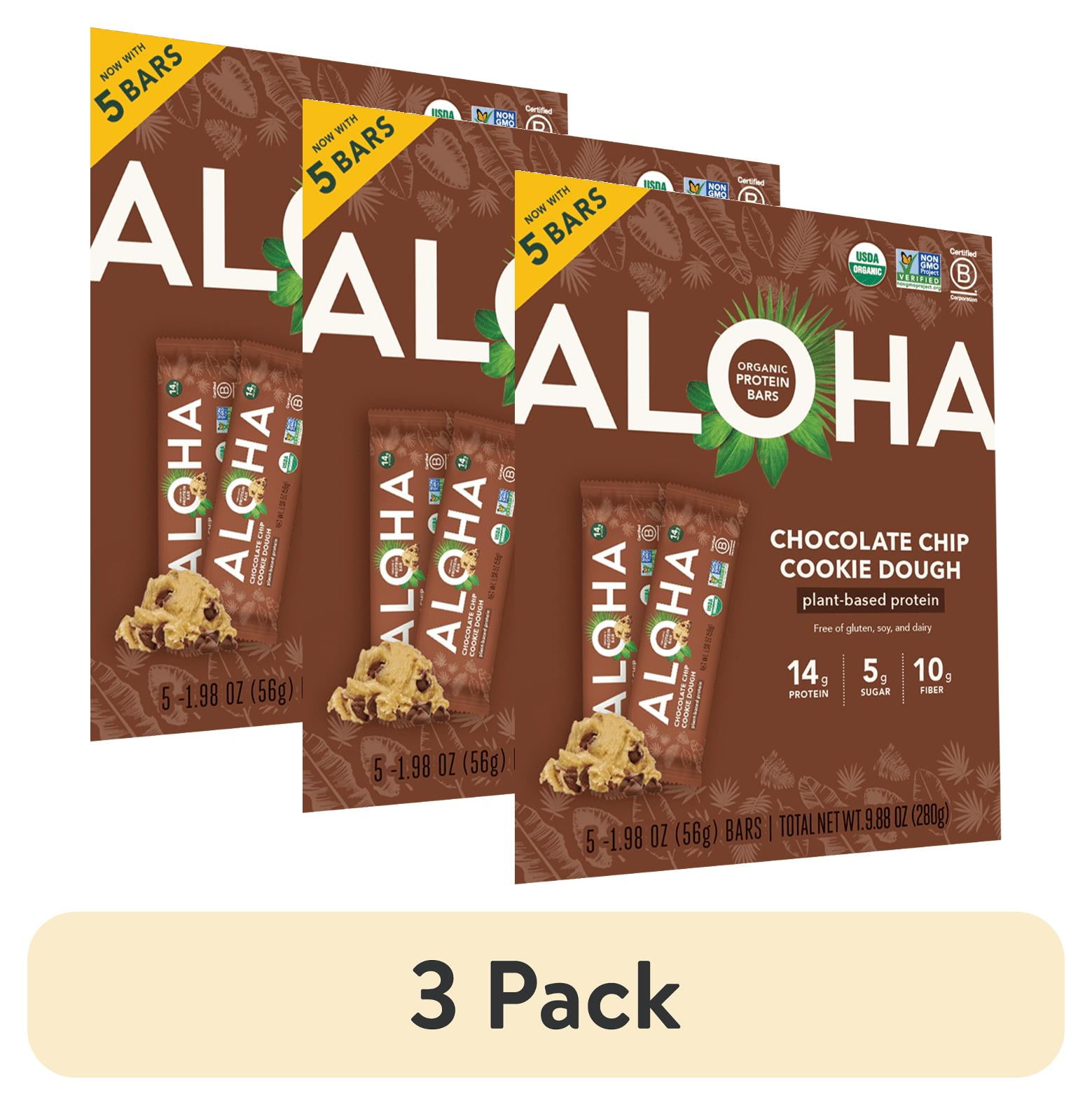 (3 pack) ALOHA, Plant Based Protein Bars, Chocolate Chip Cookie Dough ...
