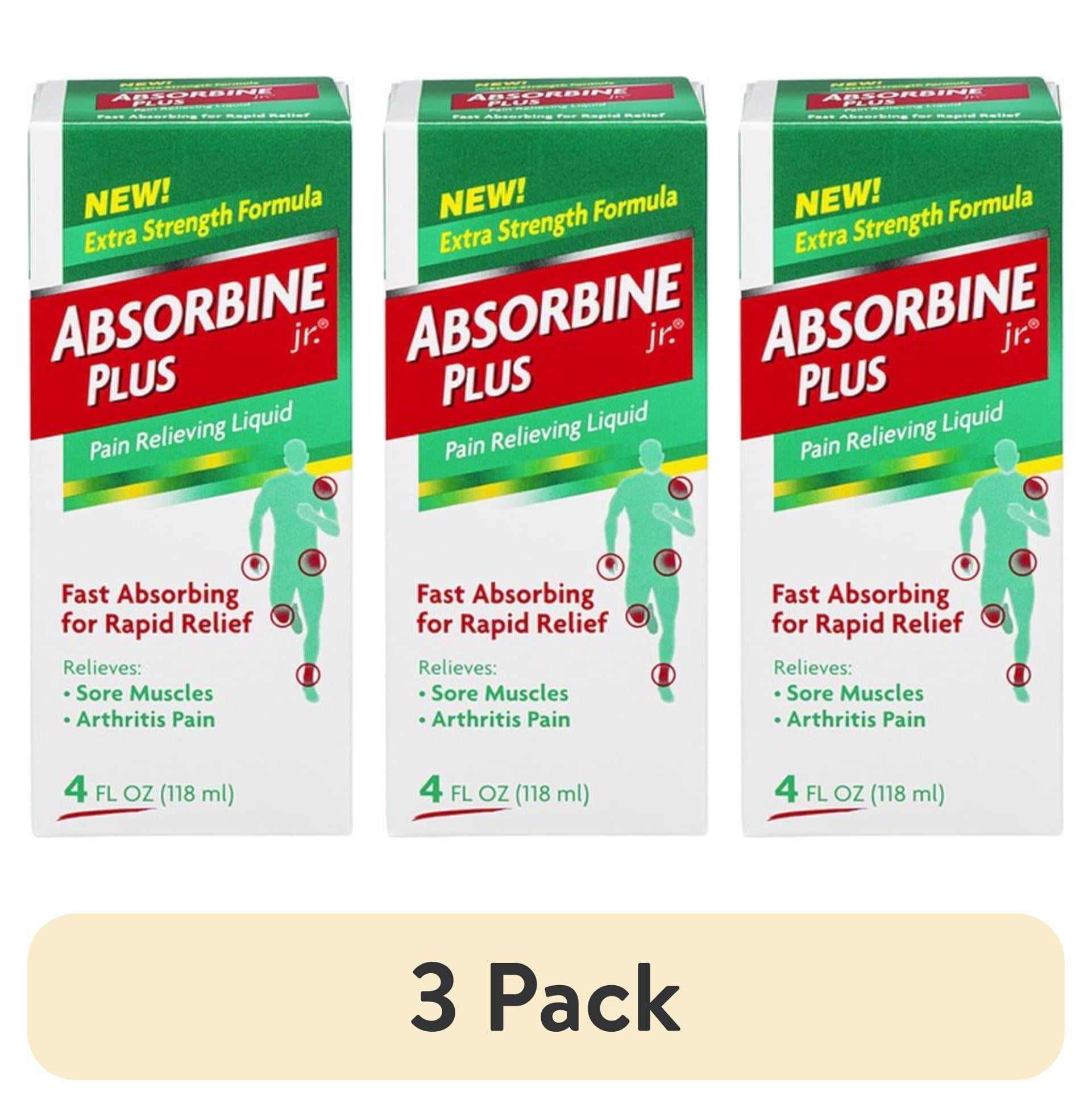 (3 pack) Absorbine Jr. Plus Extra Strength Pain Relieving Liquid 4 oz ...
