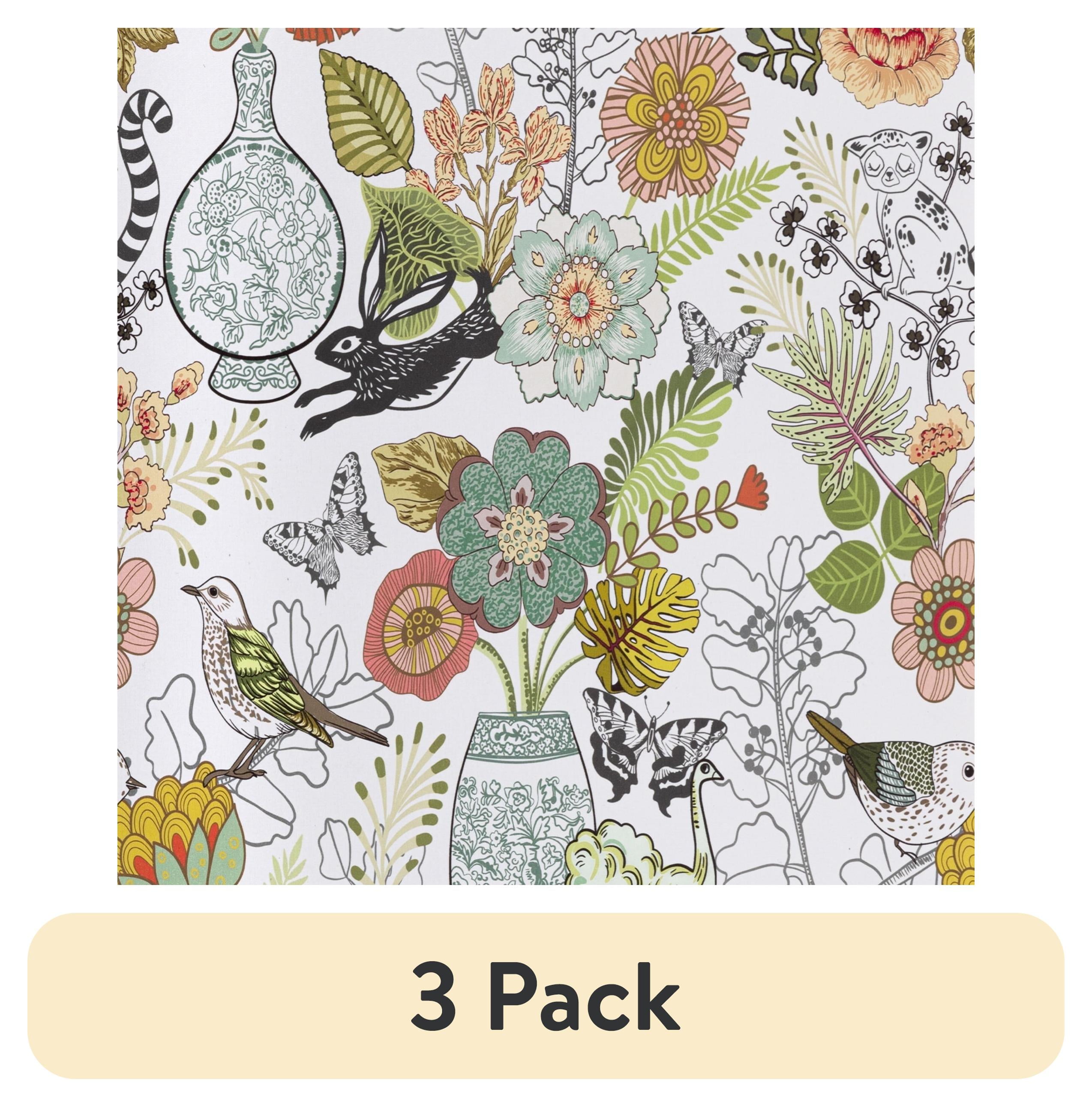(3 pack) Abyssaly Floral Peel and Stick Wallpaper 17.7" x118" Self ...