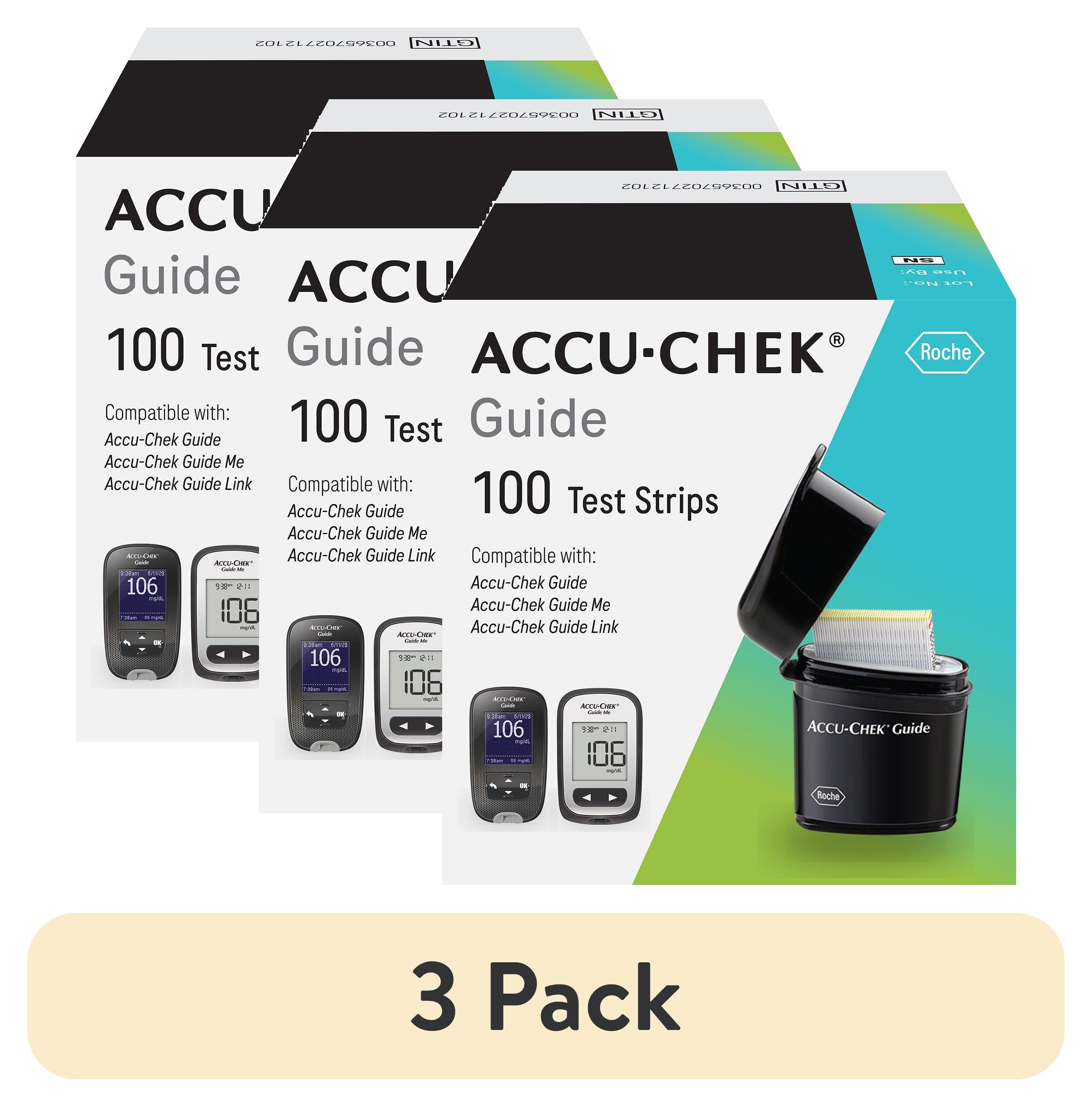(3 pack) Accu-Chek Guide Glucose Strips for Diabetic Blood Sugar ...