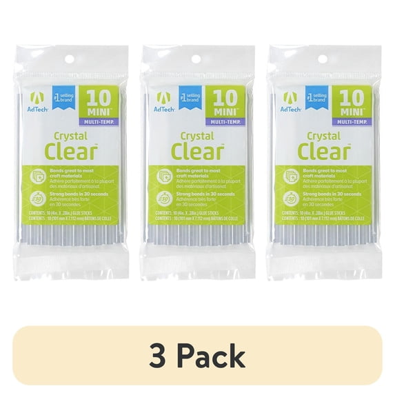 (3 pack) AdTech Crystal Clear Mini Size Hot Glue Gun Sticks, 10 Sticks ...