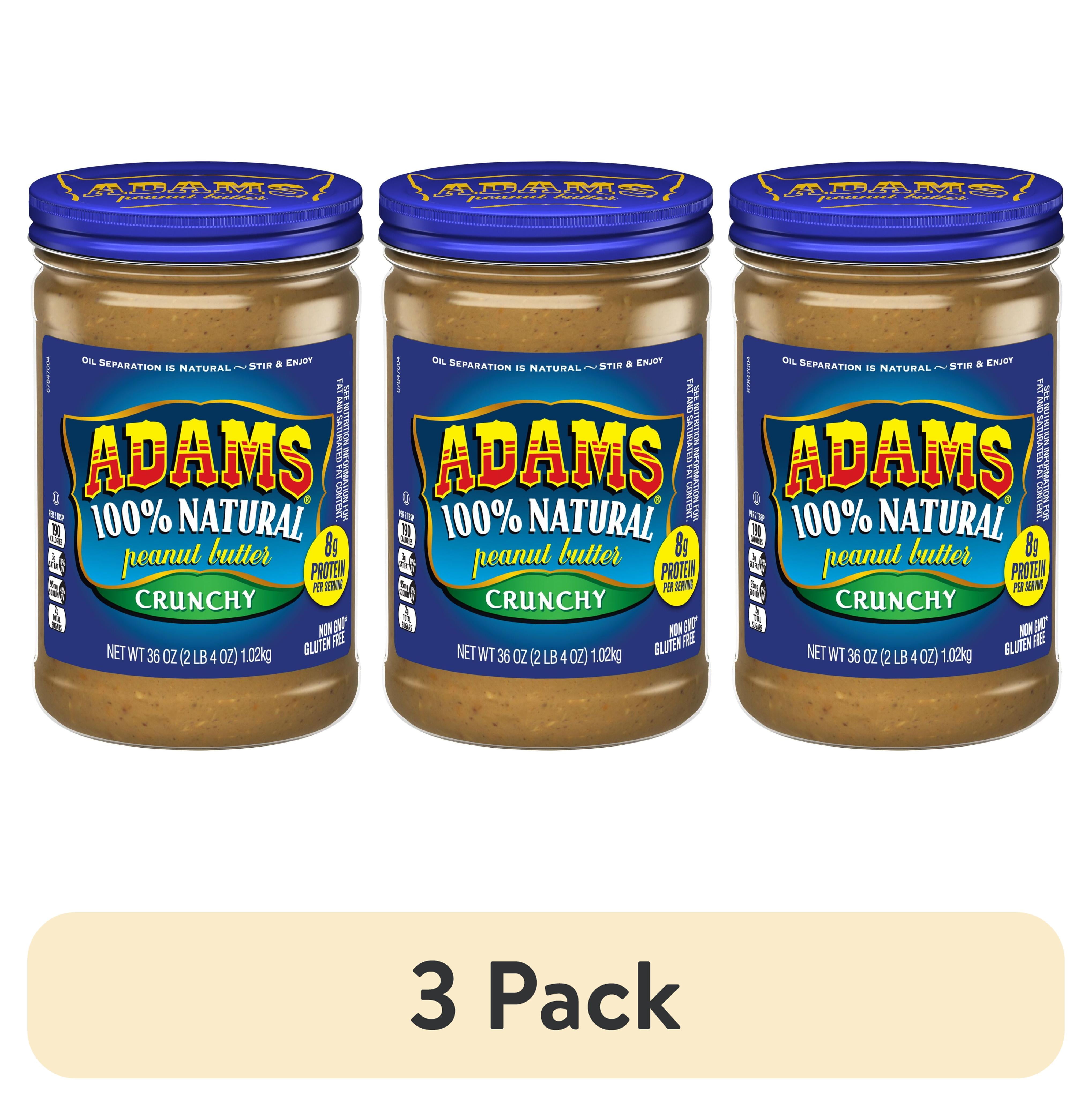 (3 pack) Adams Natural Crunchy Peanut Butter, 36 oz - Walmart.com