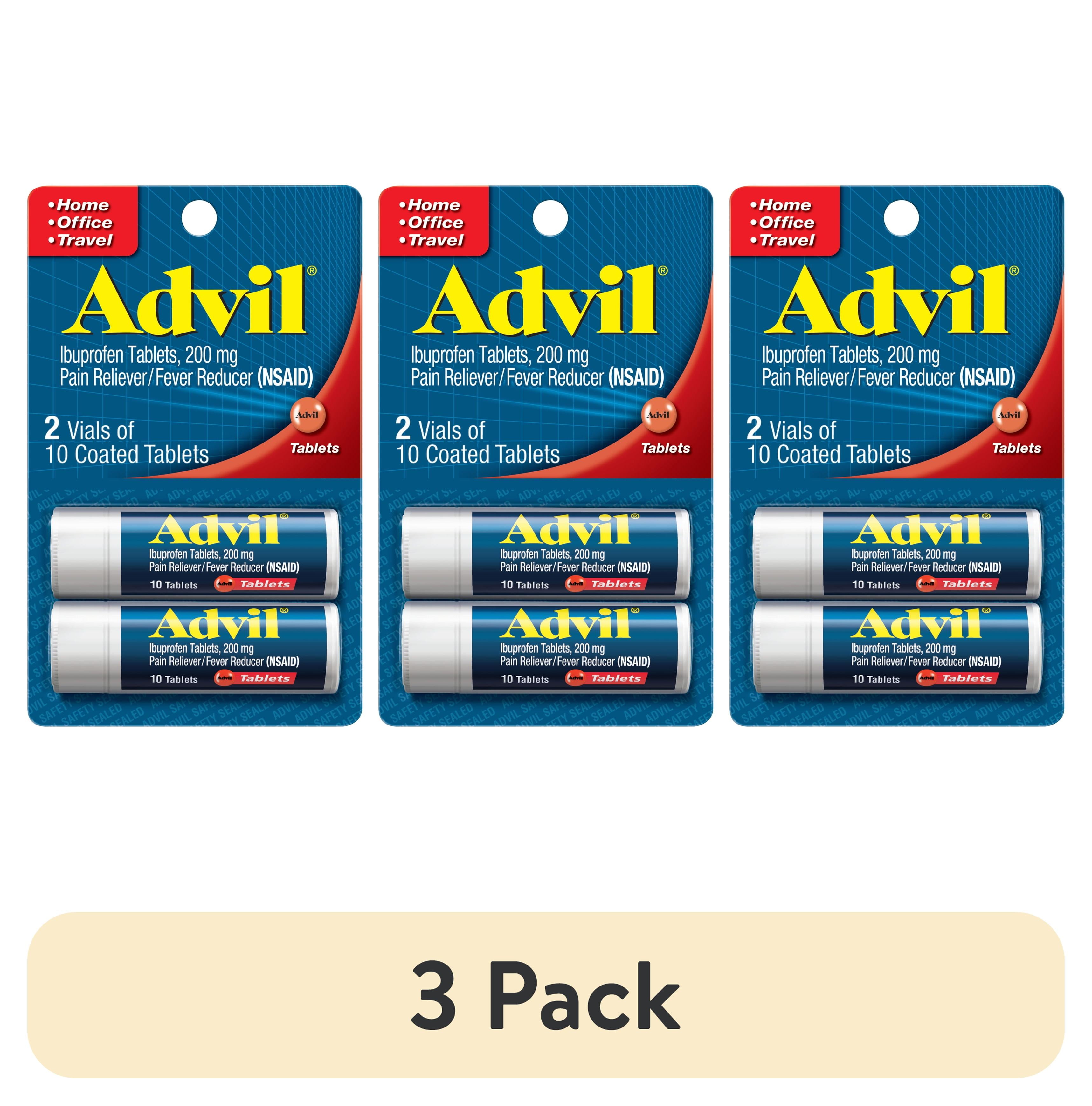 (3 pack) Advil Pain Relievers and Fever Reducer Coated Tablets, 200 mg ...
