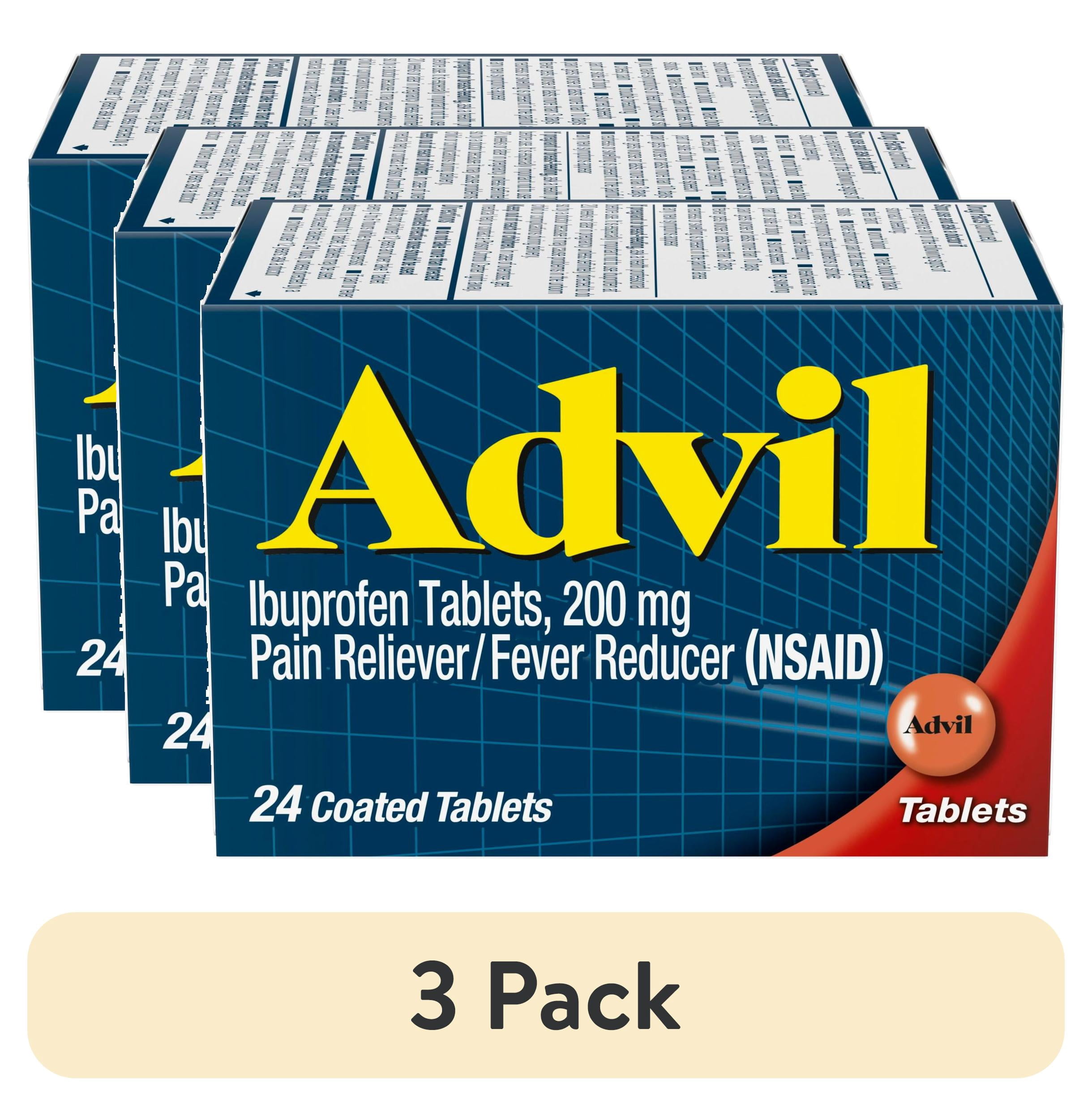 (3 pack) Advil Pain Relievers and Fever Reducer Coated Tablets, 200 Mg ...