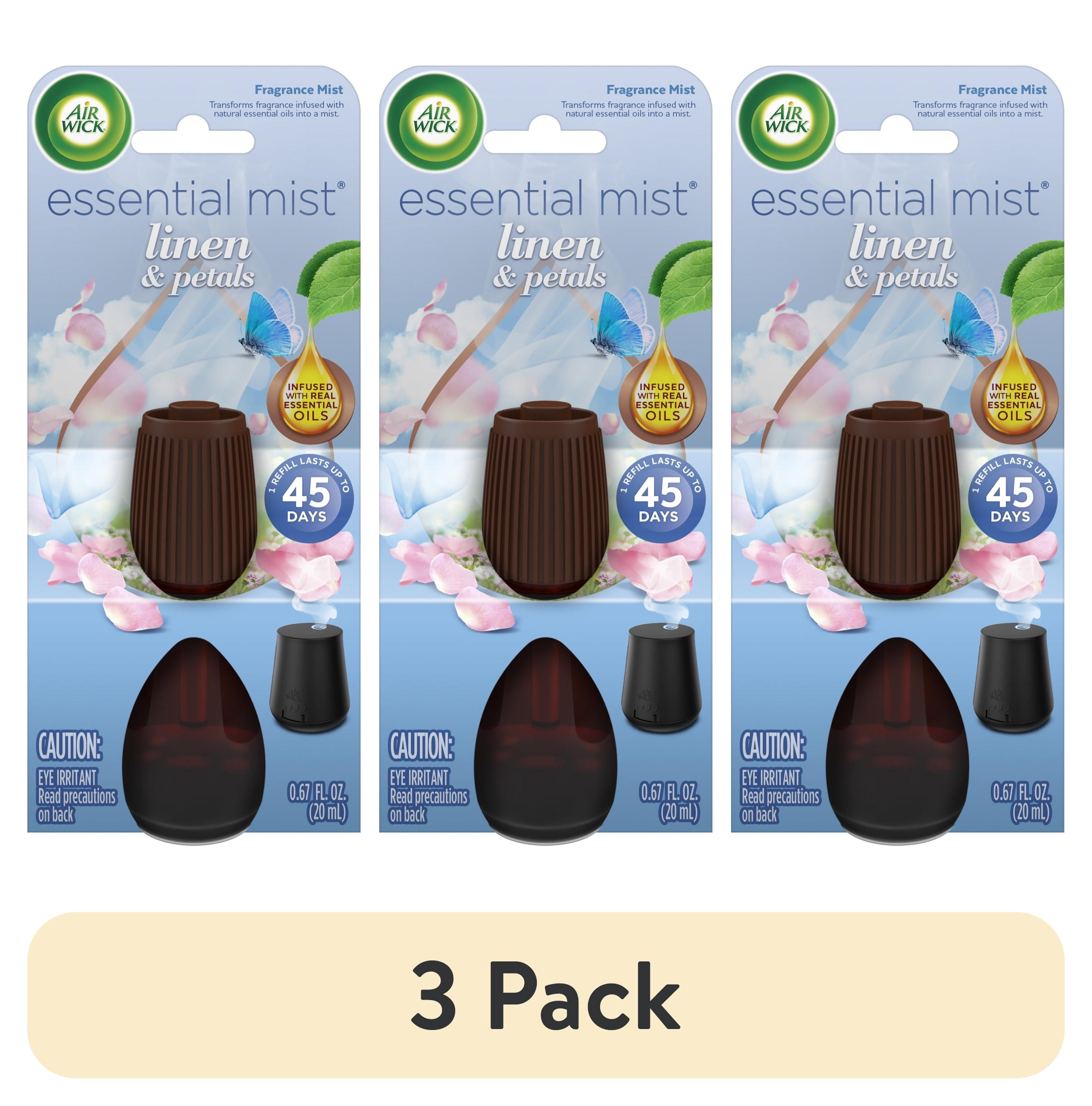(3 pack) Air Wick Essential Mist Scented Oil Air Freshener Diffuser Refill, Linen and Petals, 1 ...