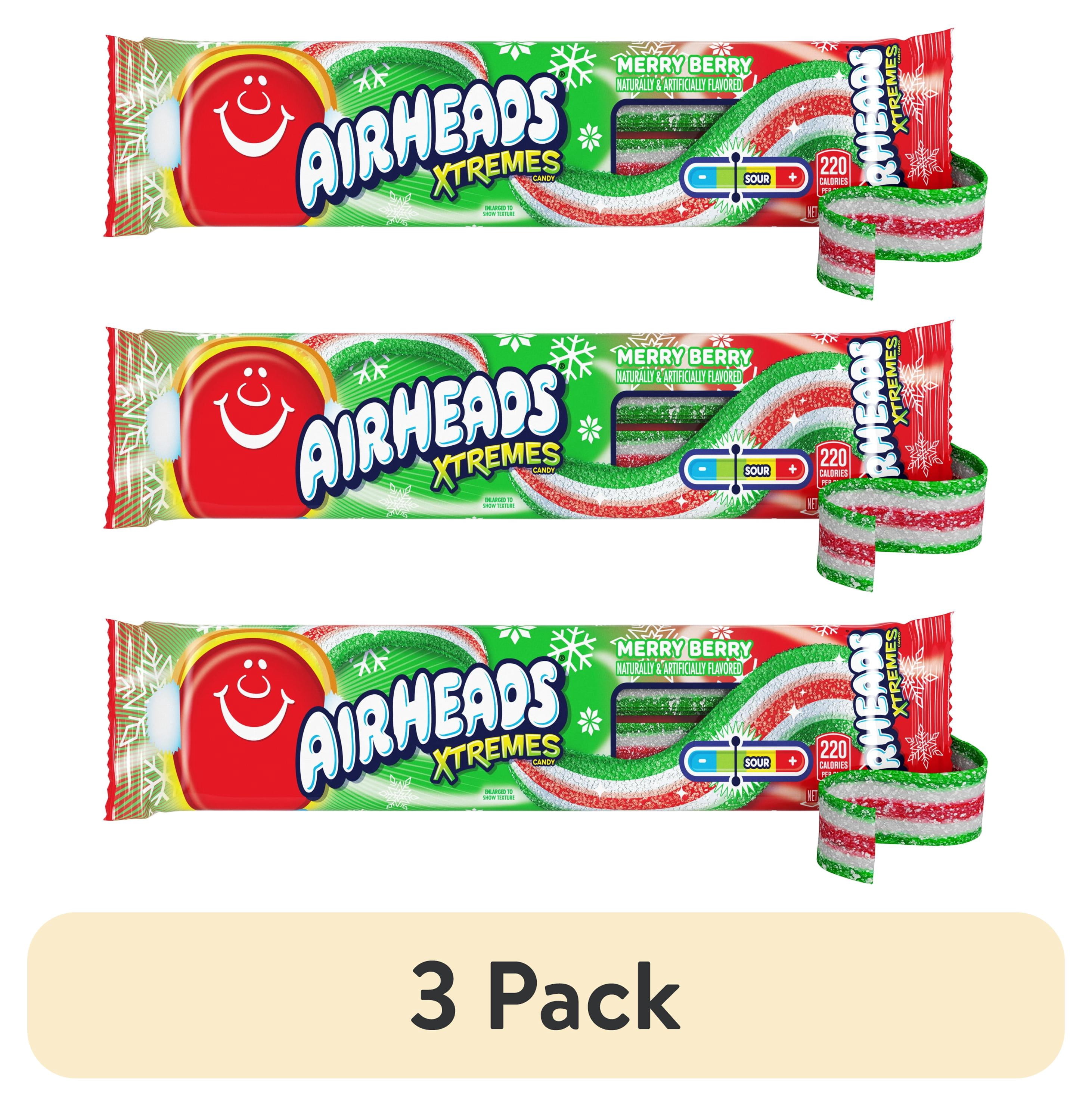 (3 pack) Airheads Xtremes Belts Sour Candy, Merry Berry Flavor, 2 oz ...